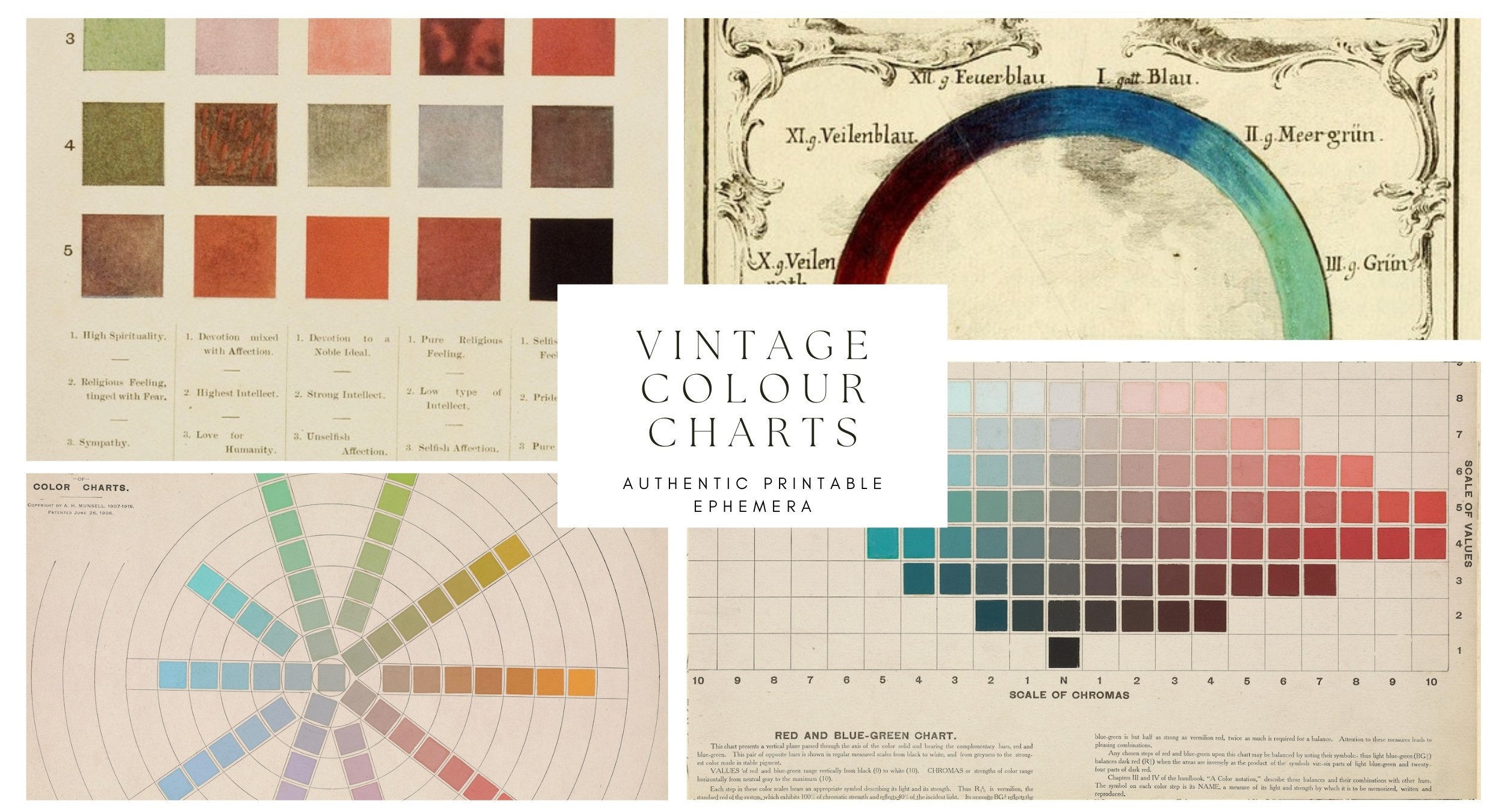 Vintage Colour Charts Printable Ephemera / Digital Ephemera / Printable ...