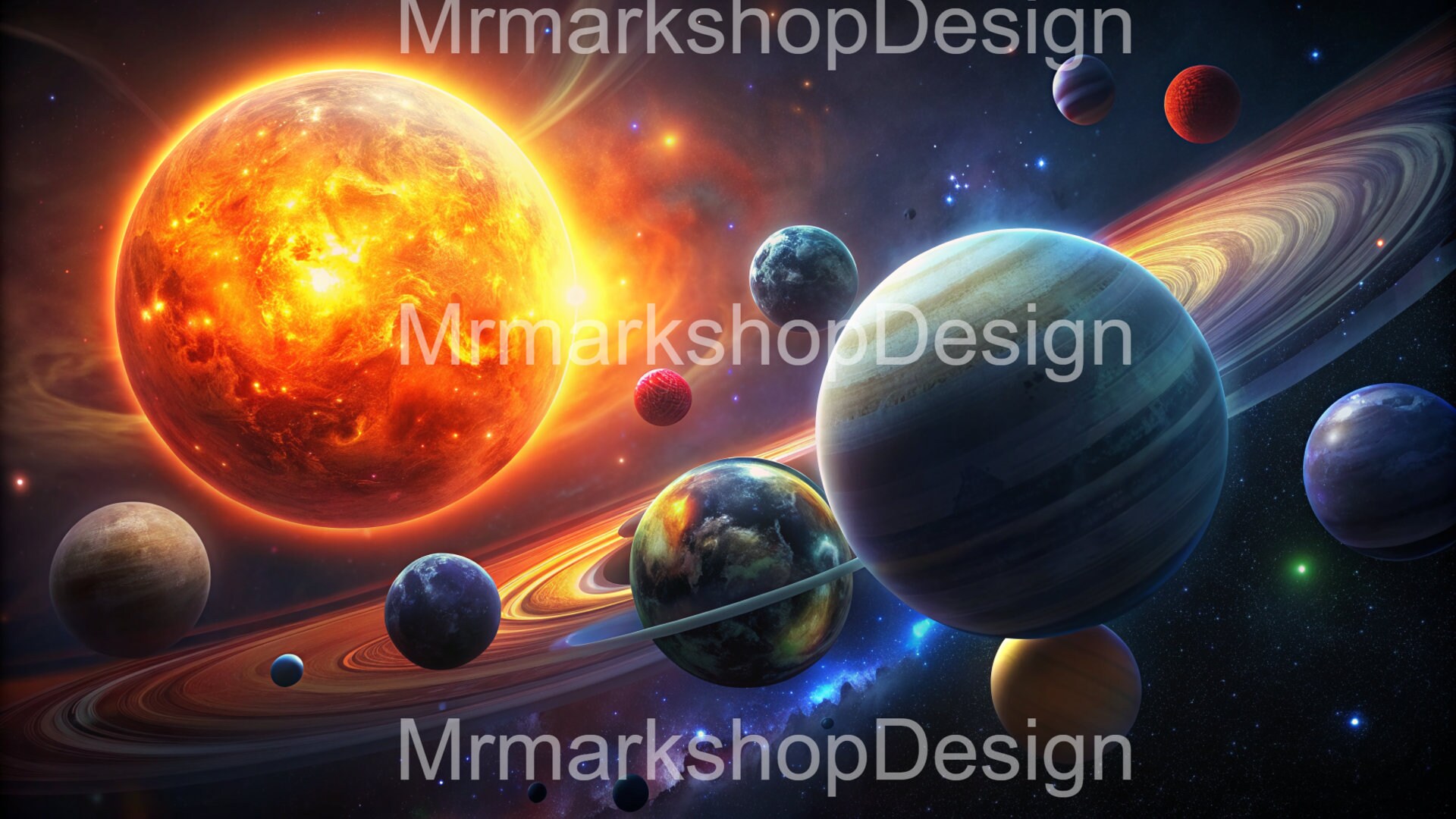 Solar System AI Printable, Solar System AI Art Prints, Solar System Wall Prints, Solar System ...
