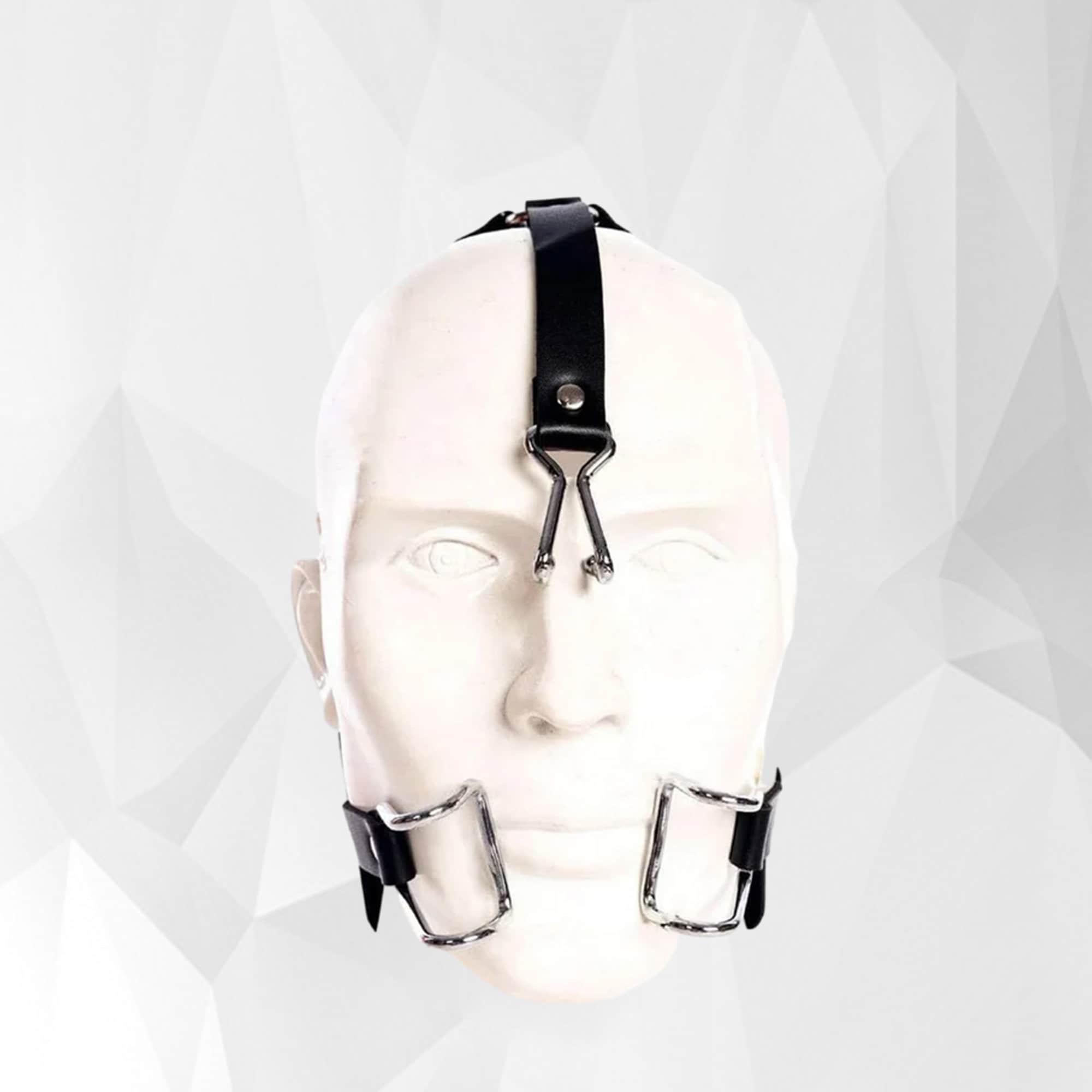 Open Mouth Gag With Nose Hook Head Mounted Mouth Expander Leather Mouth ...