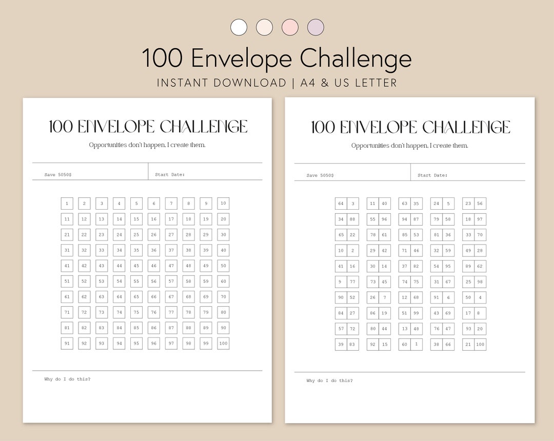 100 Envelope Challenge | Printable Finance Planner | Savings Tracker - Etsy