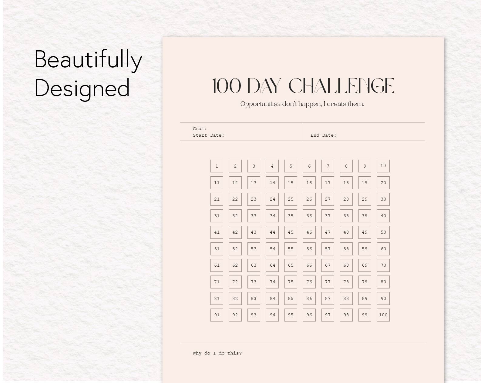 100 Days Challenge Goal Setting Worksheet 100 K Savings - Etsy