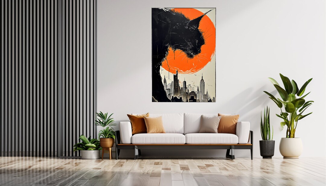 Catzilla Art Print: Giant Cat Godzilla - Japanese Urban Style (digital ...