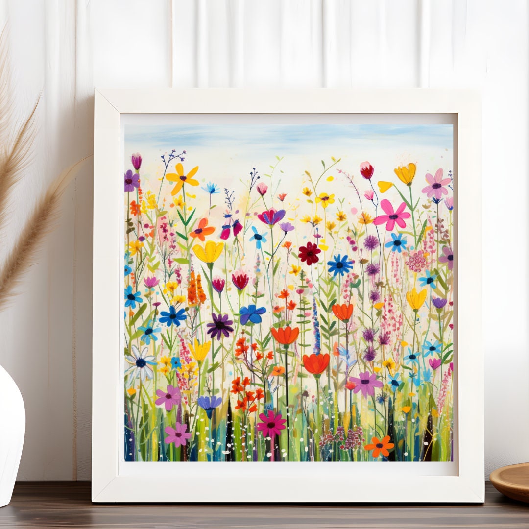 Floral Wall Canvas Pattern 1, Wildflower Meadow Floral Pattern, Floral ...