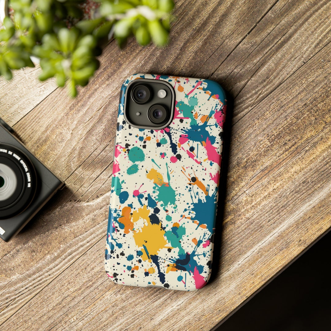 Vivid Colourful Splatter Paint Splodge Phone Case for iPhone 15 14 13 ...