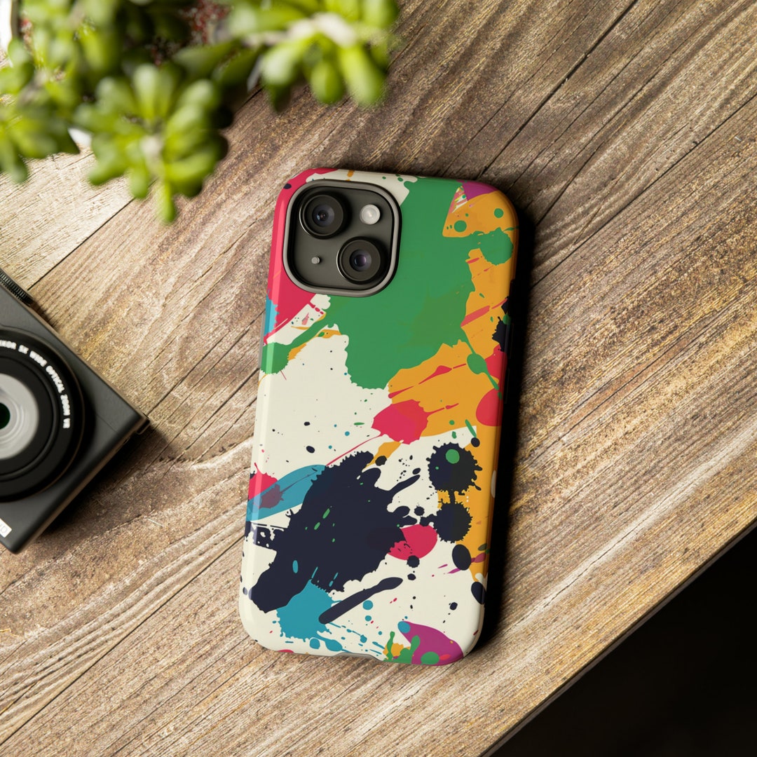 Vivid Colourful Splatter Paint Splodge Phone Case for iPhone 15 14 13 ...