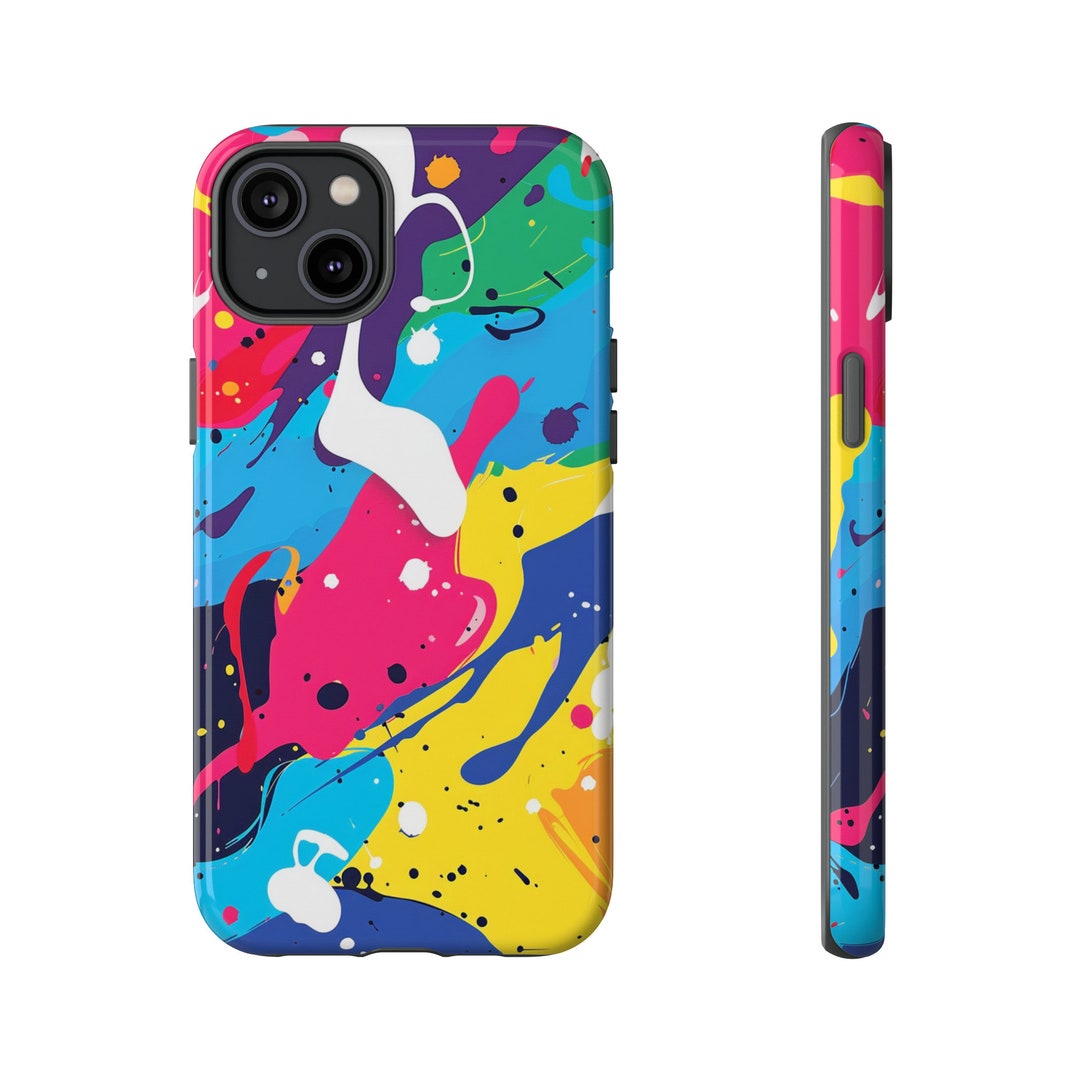 Vivid Colourful Splatter Paint Splodge Phone Case - for iPhone 15 14 13 ...