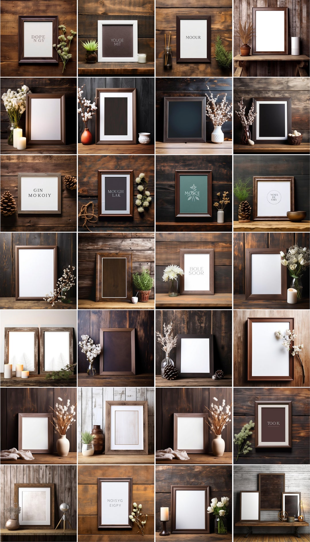 80 Rustic Dark Wood Photo Frame Mock-up Bundle | High-quality Images ...