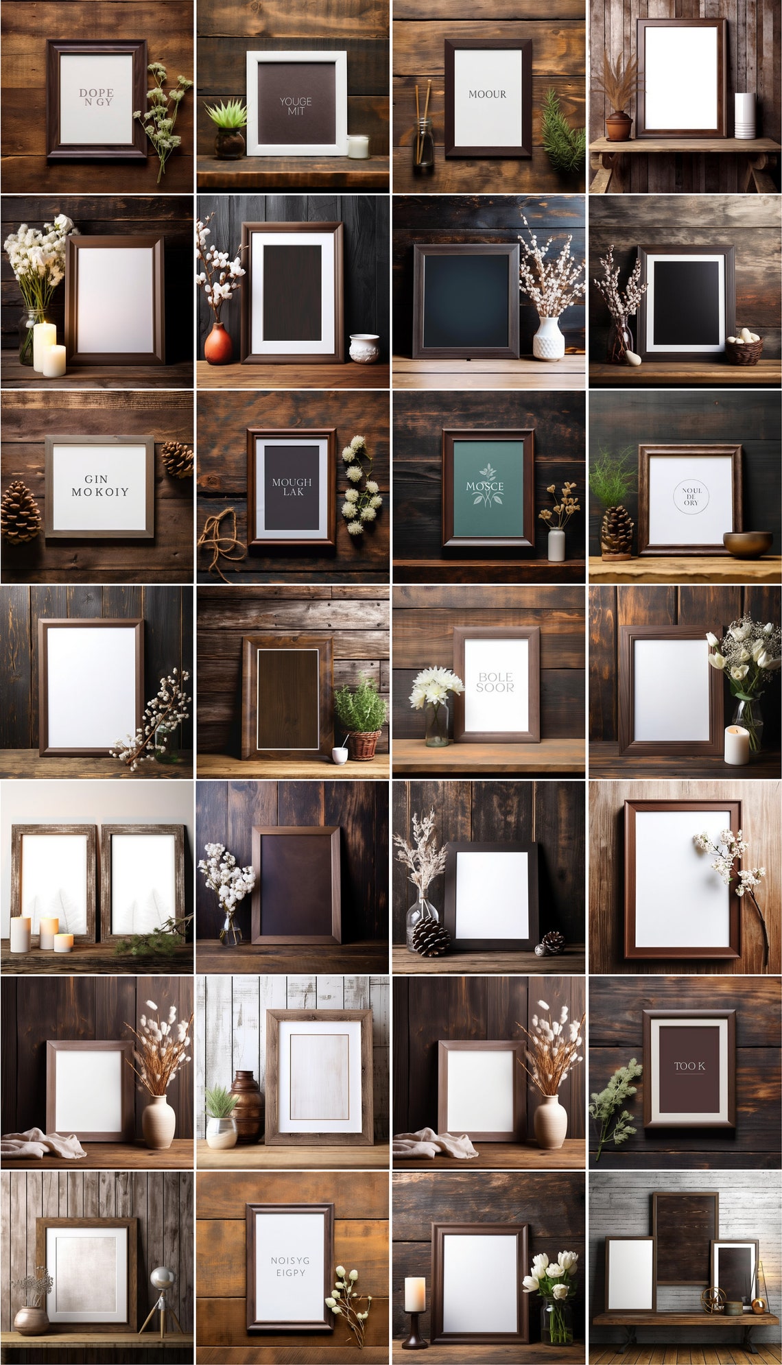 80 Rustic Dark Wood Photo Frame Mock-up Bundle High-quality Images With ...