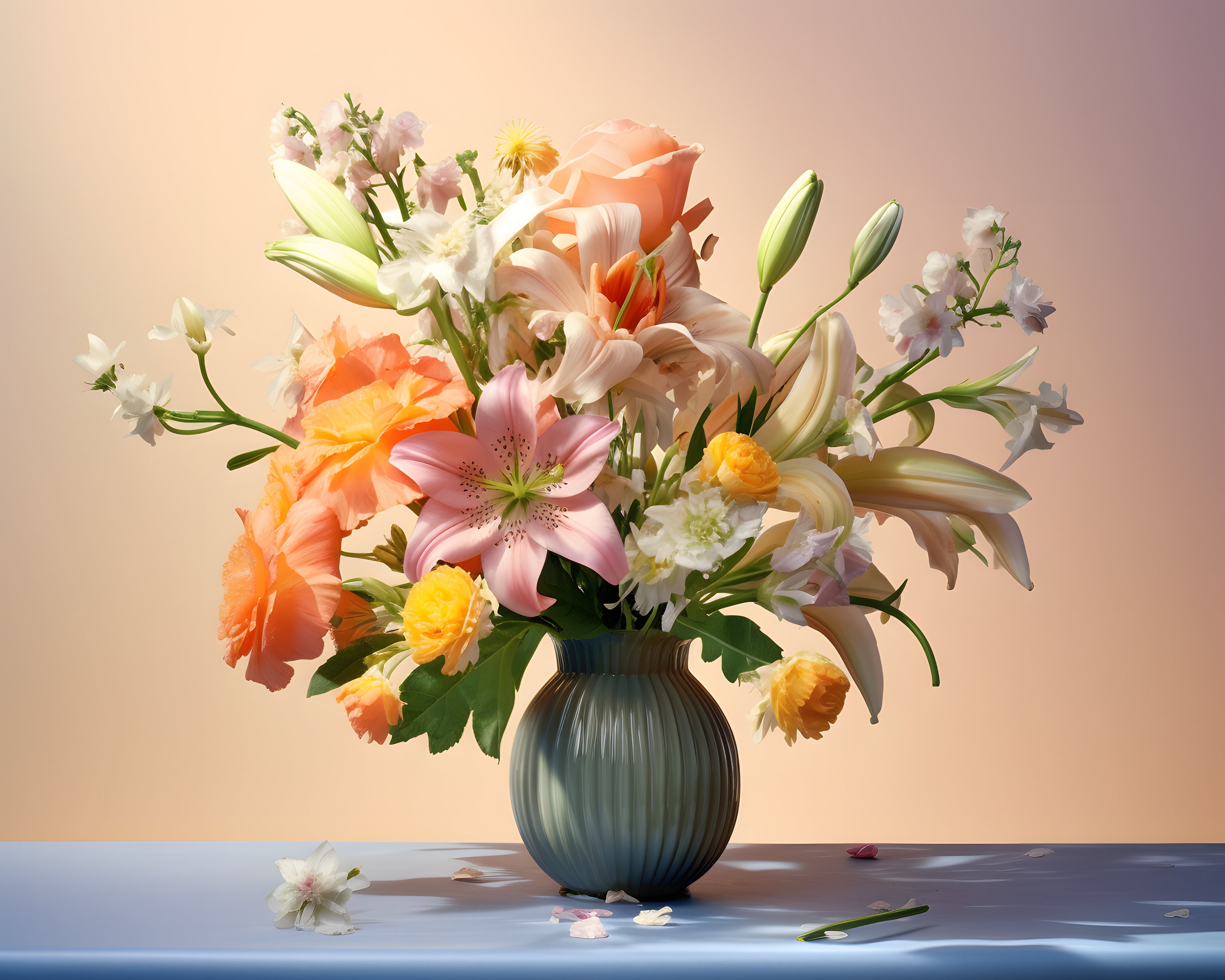 Four Photo Realistic Images of Flowers in a Vase - Etsy