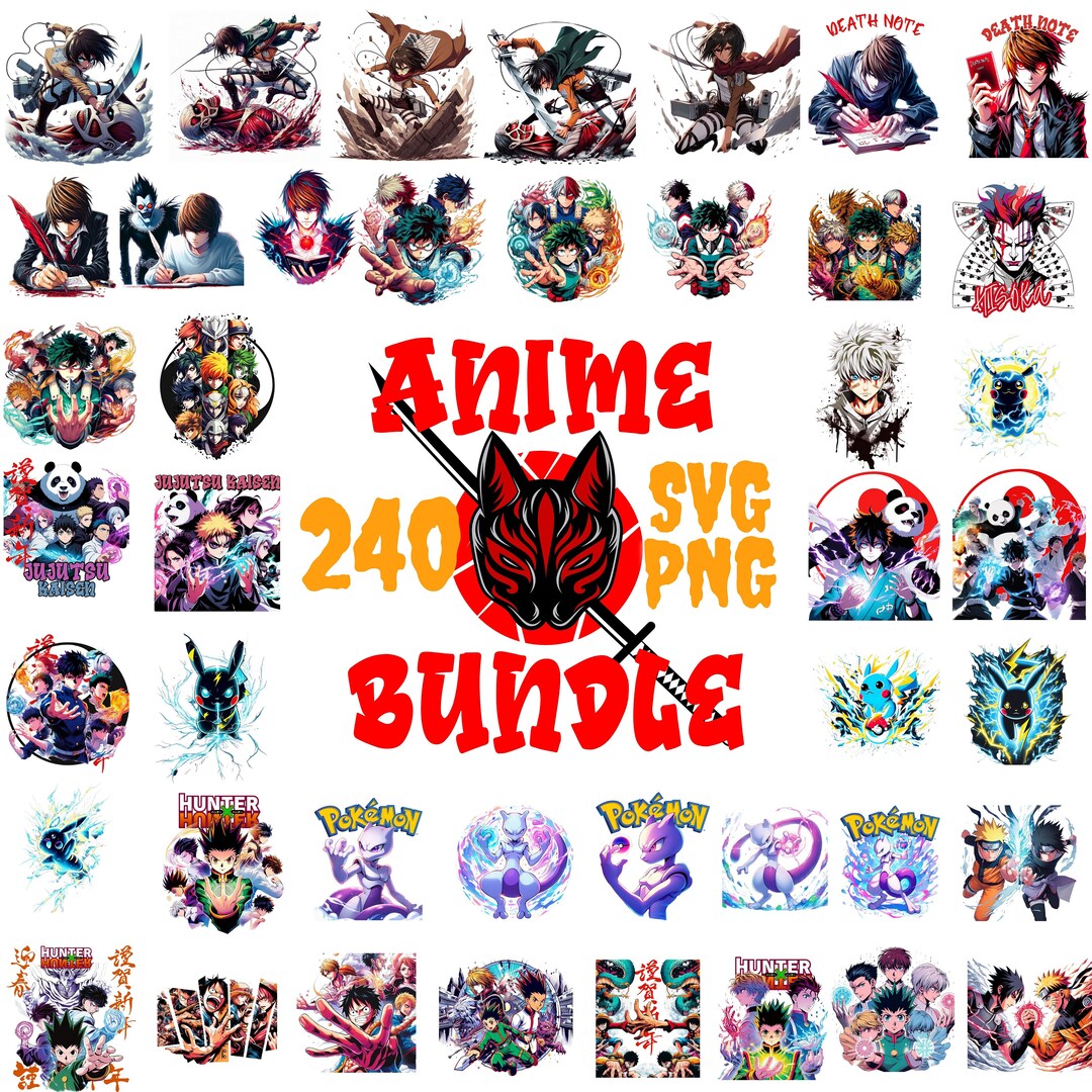 240 Teile Anime Bundle 1 SVG, PNG Anime Bundle png, Anime Bundle png ...
