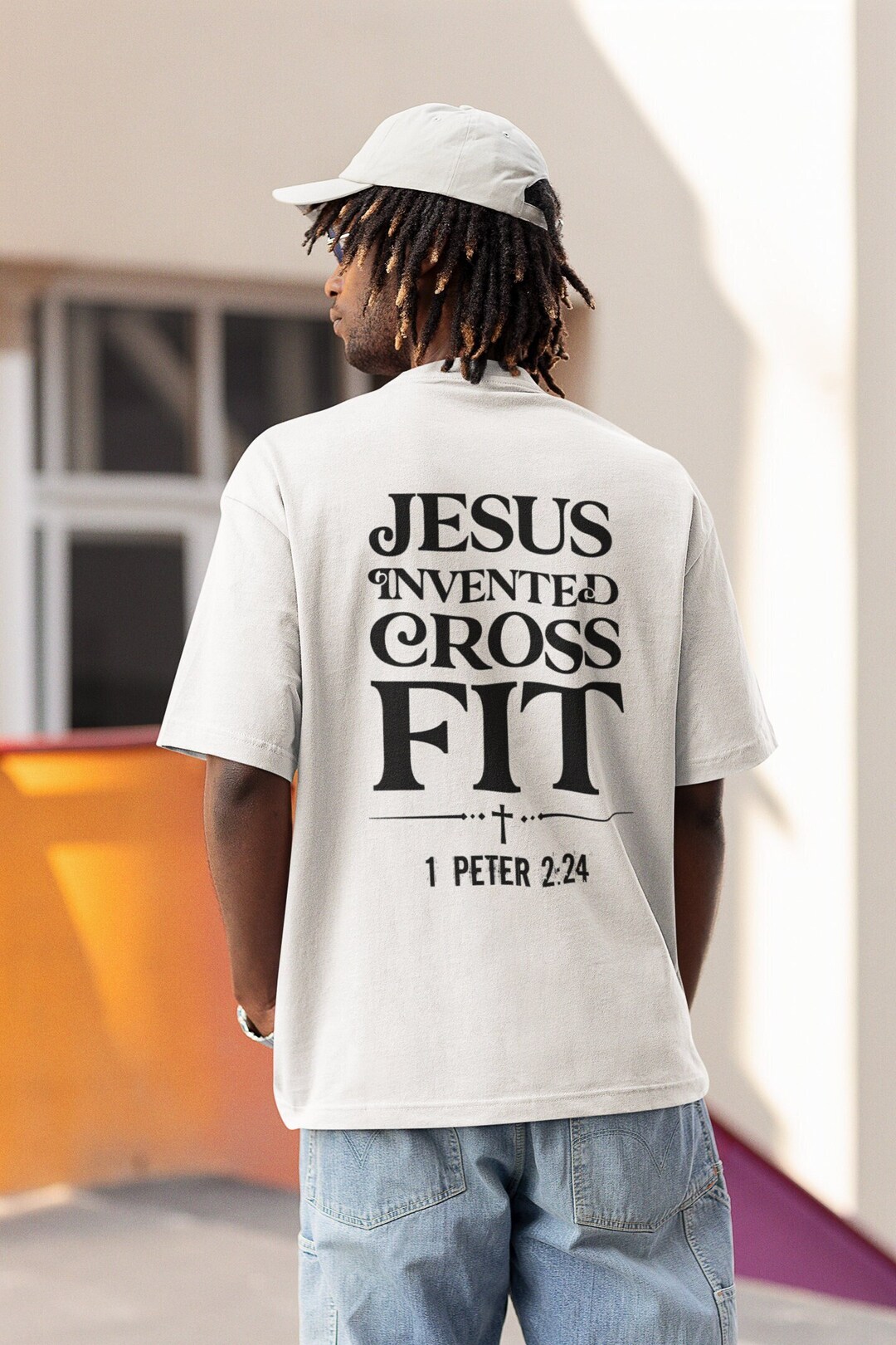 Jesus Invented Crossfit 1 Peter 2:24 Christian Bible Verse Fitness T ...