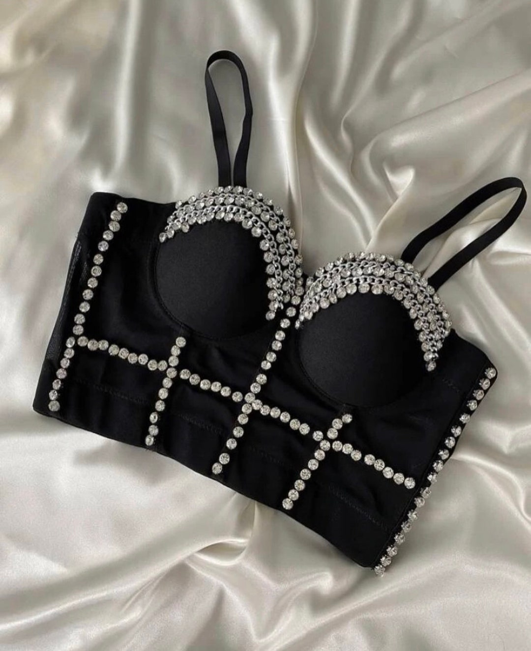 Rhinestone Bustier Crop Corset Cami Top - Etsy