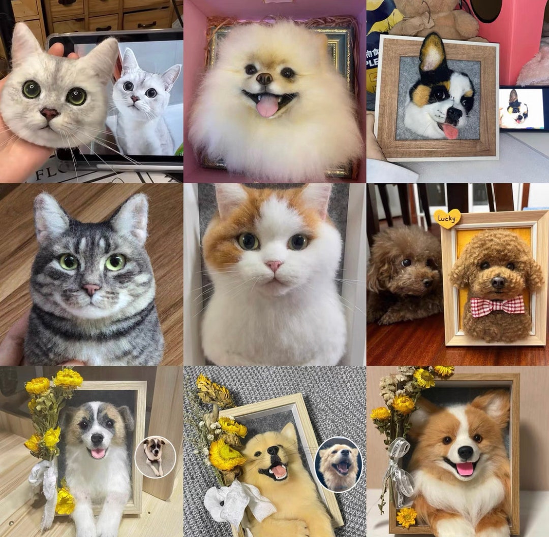 Custom Felt Pet Portraits,custom Needle Felted Pets,custom Felted Cats ...