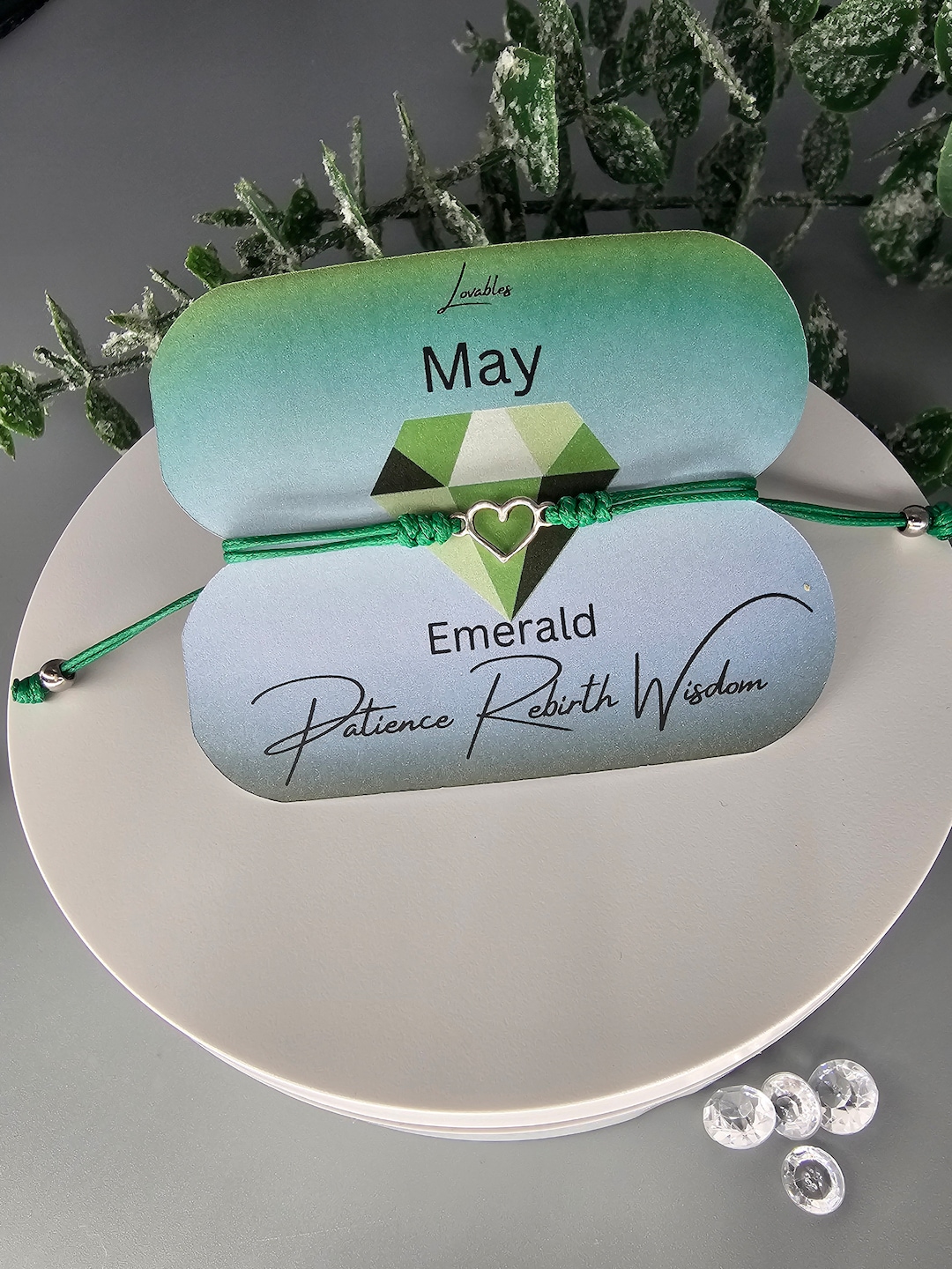 May Birthstone Bracelet Emerald Gemstone May Gift Birth Month Bracelet ...