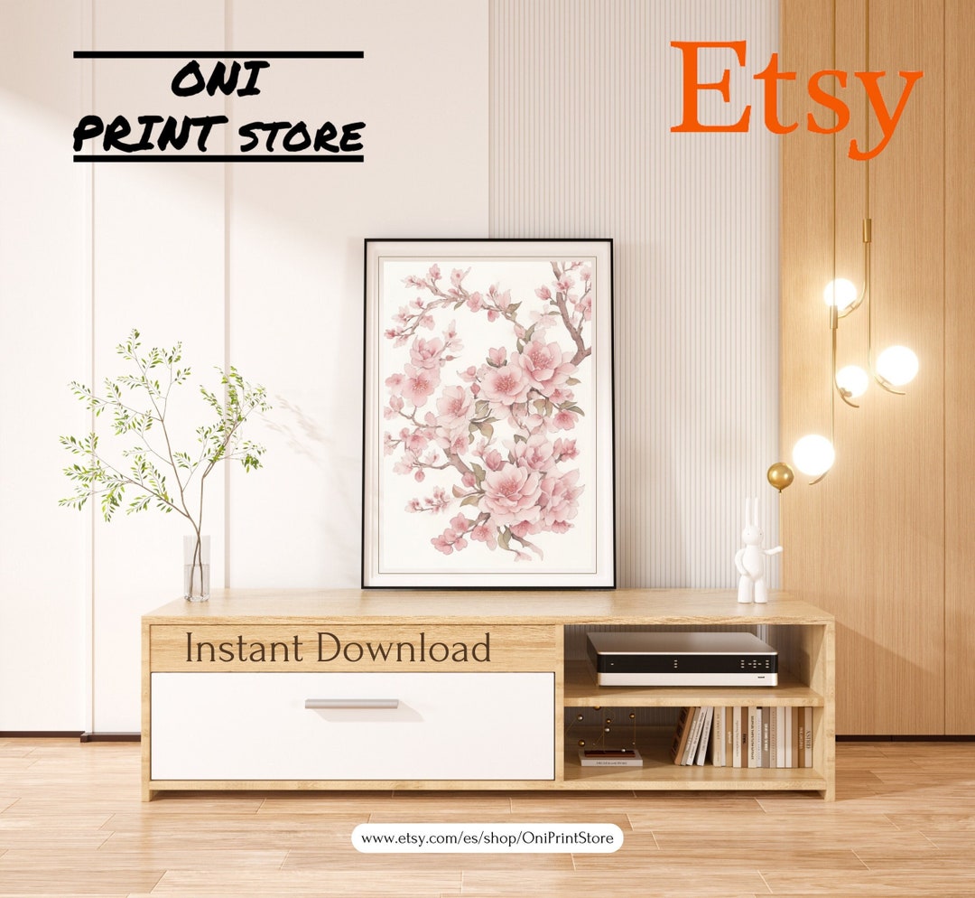 Printable Wall Art, Sakura Leaves Print, Japanese Print, Watercolor ...