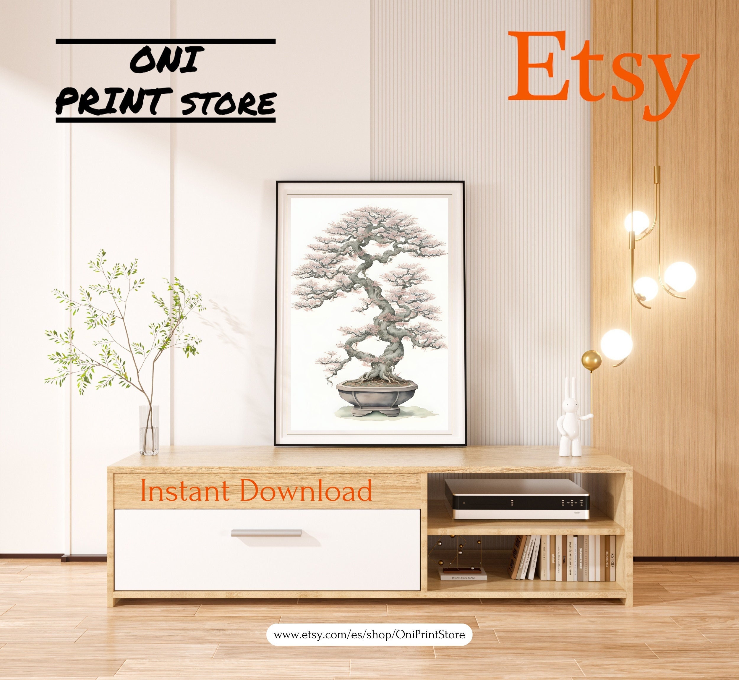 Printable Wall Art, Bonsai Tree Printable, Japanese Print, Watercolor ...