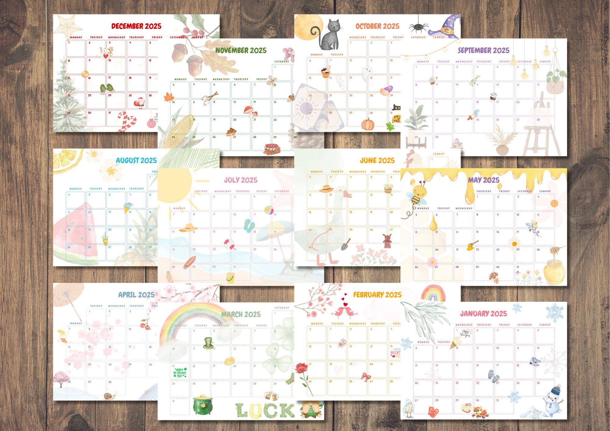 2025 Calendar Printable Etsy