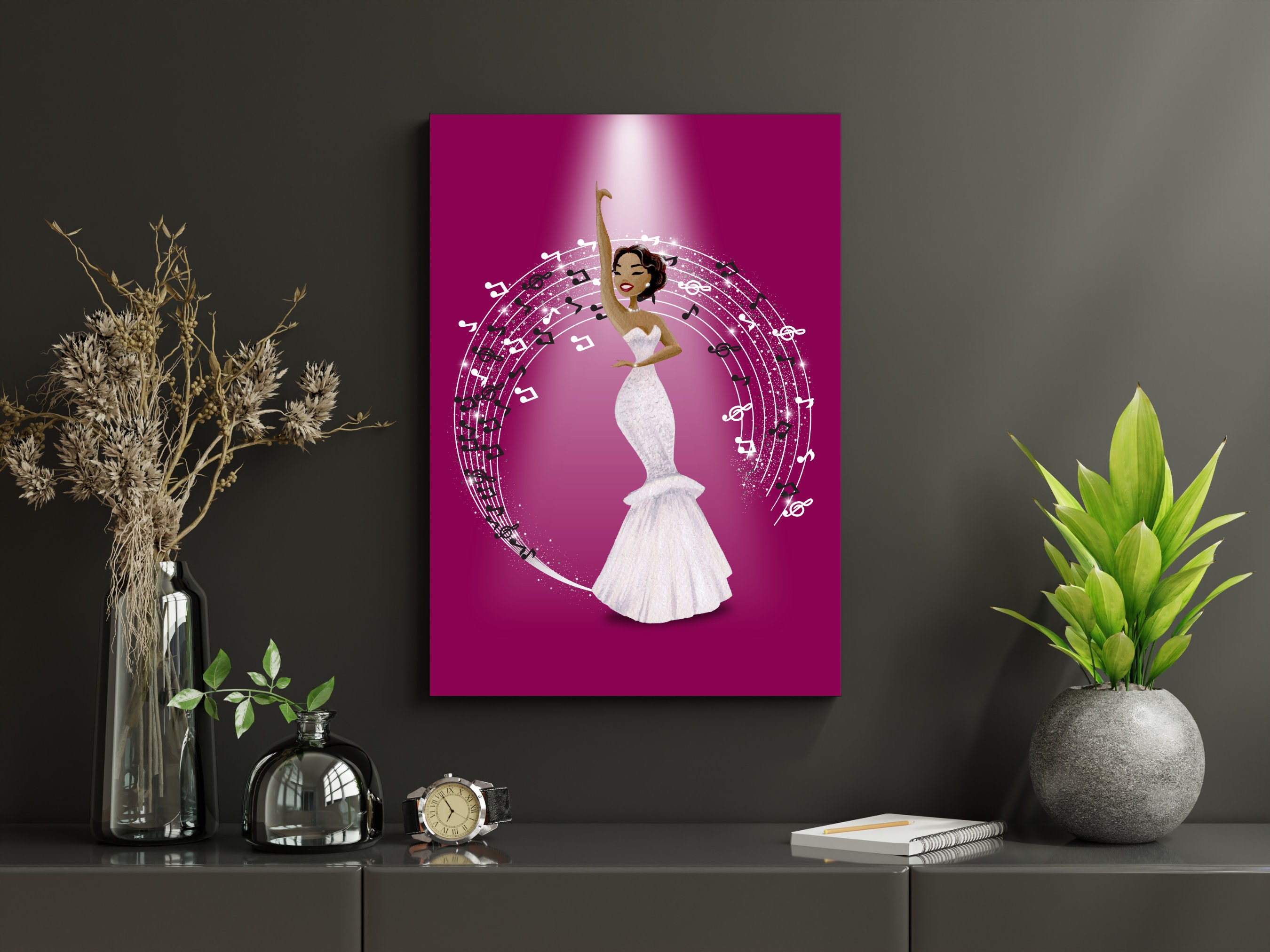 Broadway Singer Wall Art | Musical Notes Art L Musical Gift | Singer ...