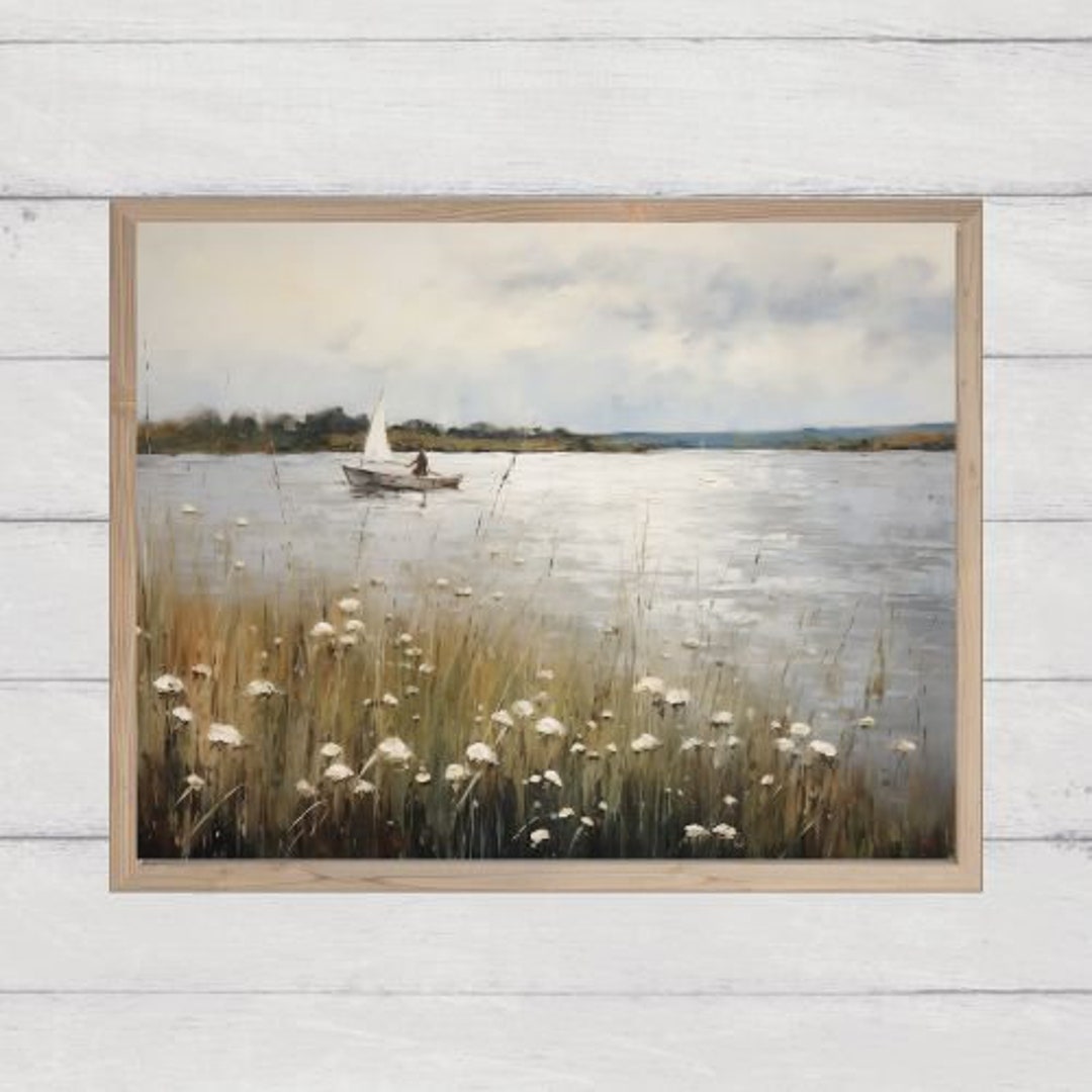 Rustic Seascape Printable Vintage Costal Oilpainting Printable ...