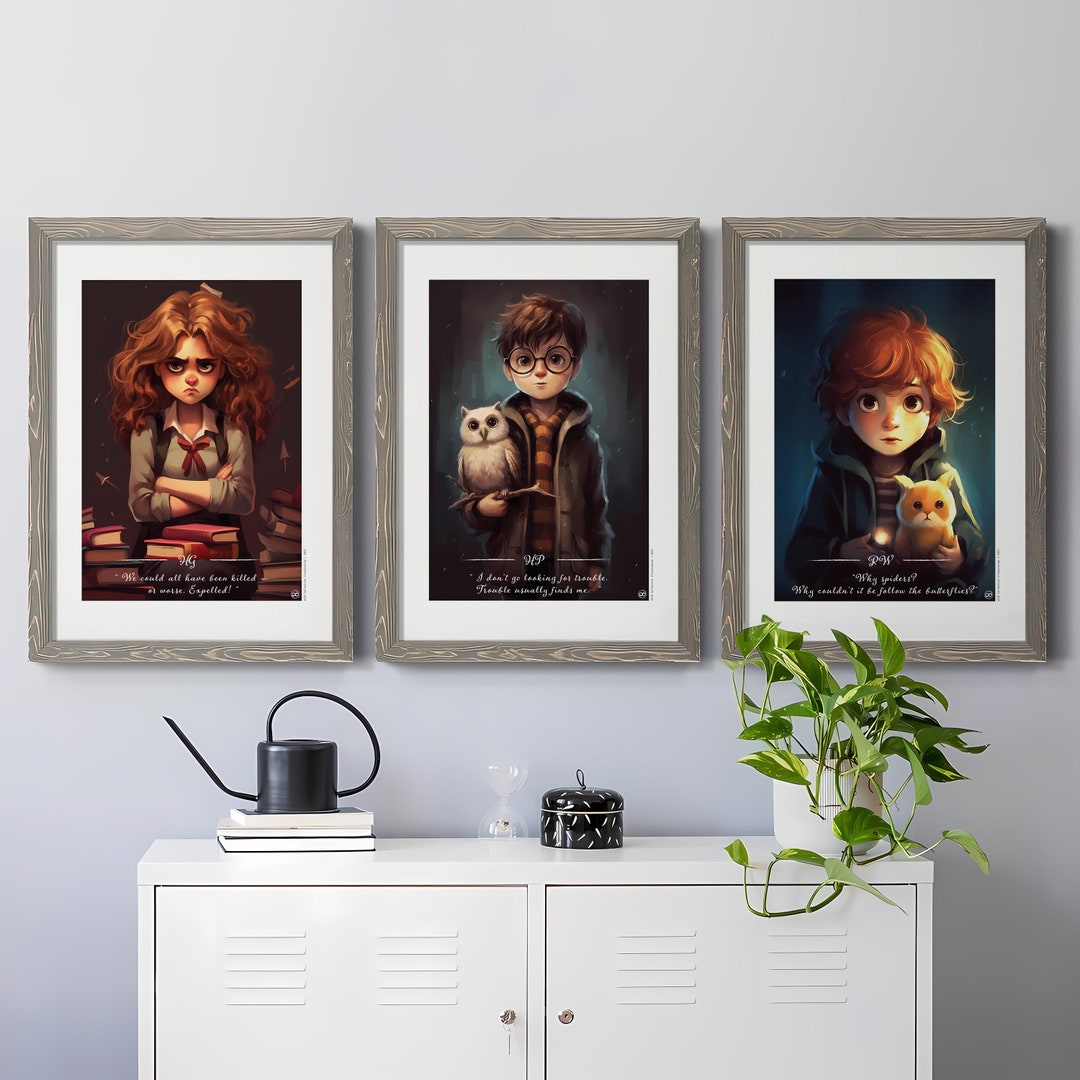 Wizard School Character Art Print Set Magic Book Quote Instant Download ...