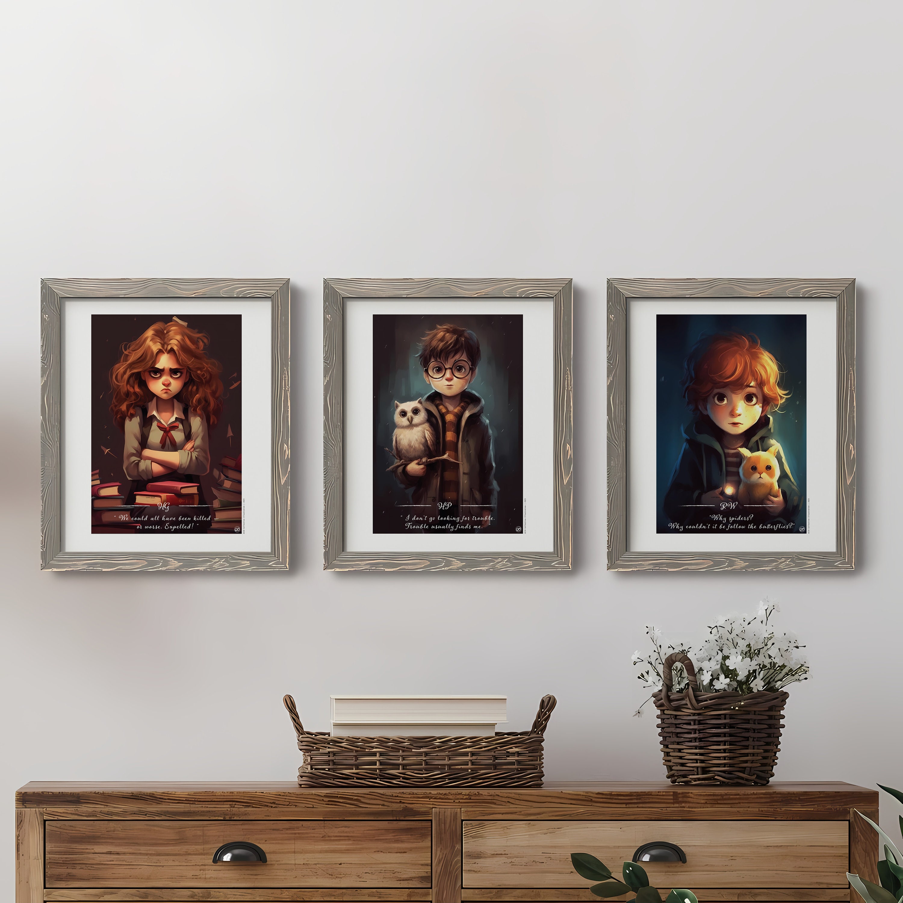 Wizard School Character Art Print Set Magic Book Quote Instant Download ...