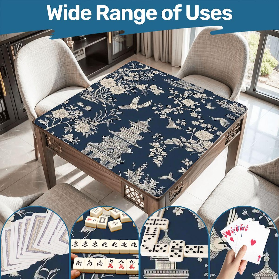 Mahjong Mat Chinoiserie Print Tablecloth Play Mat Mahjong Table Mat ...