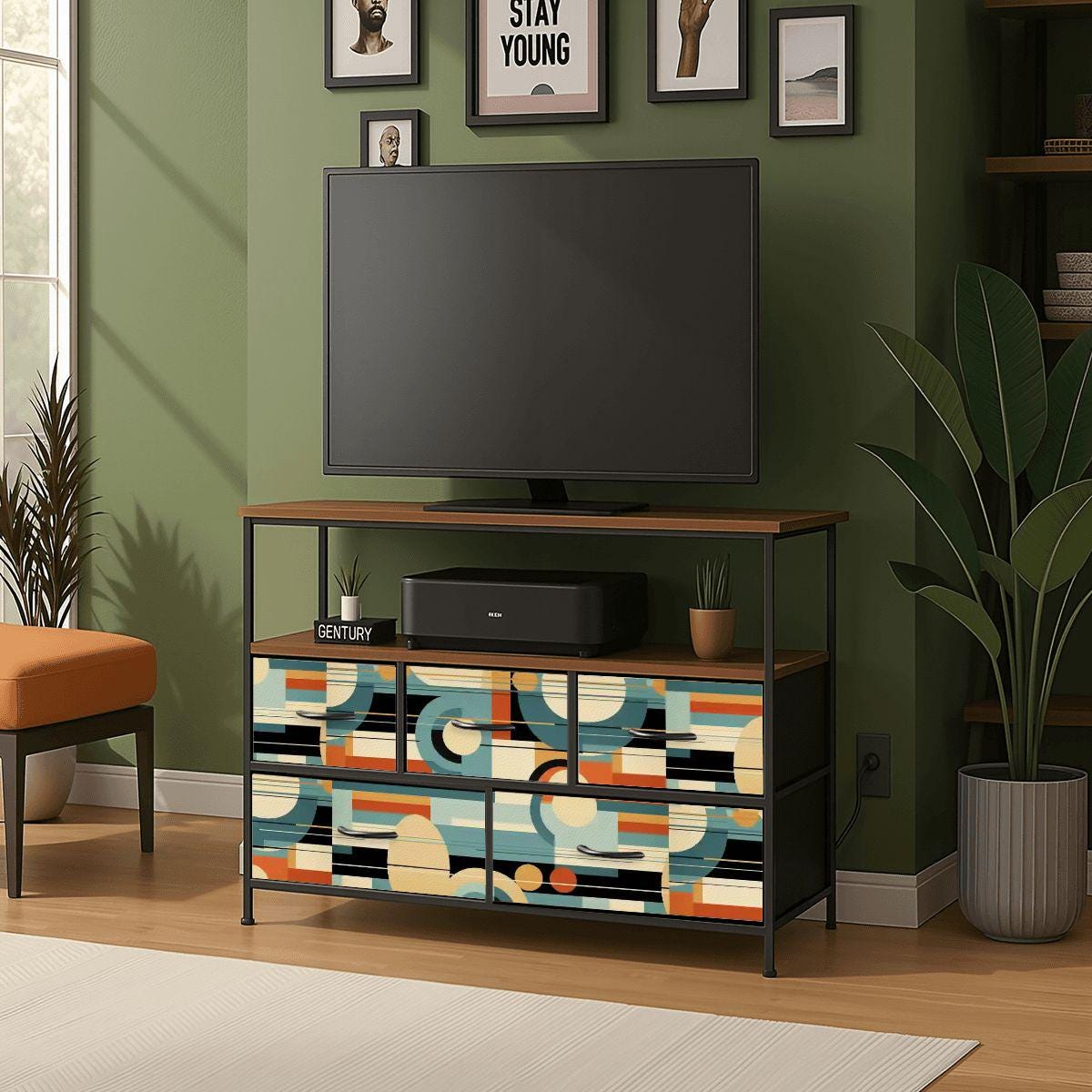 Mid Century Dresser 5 Chest of Drawers Mcm TV Stand, Industrial Console ...