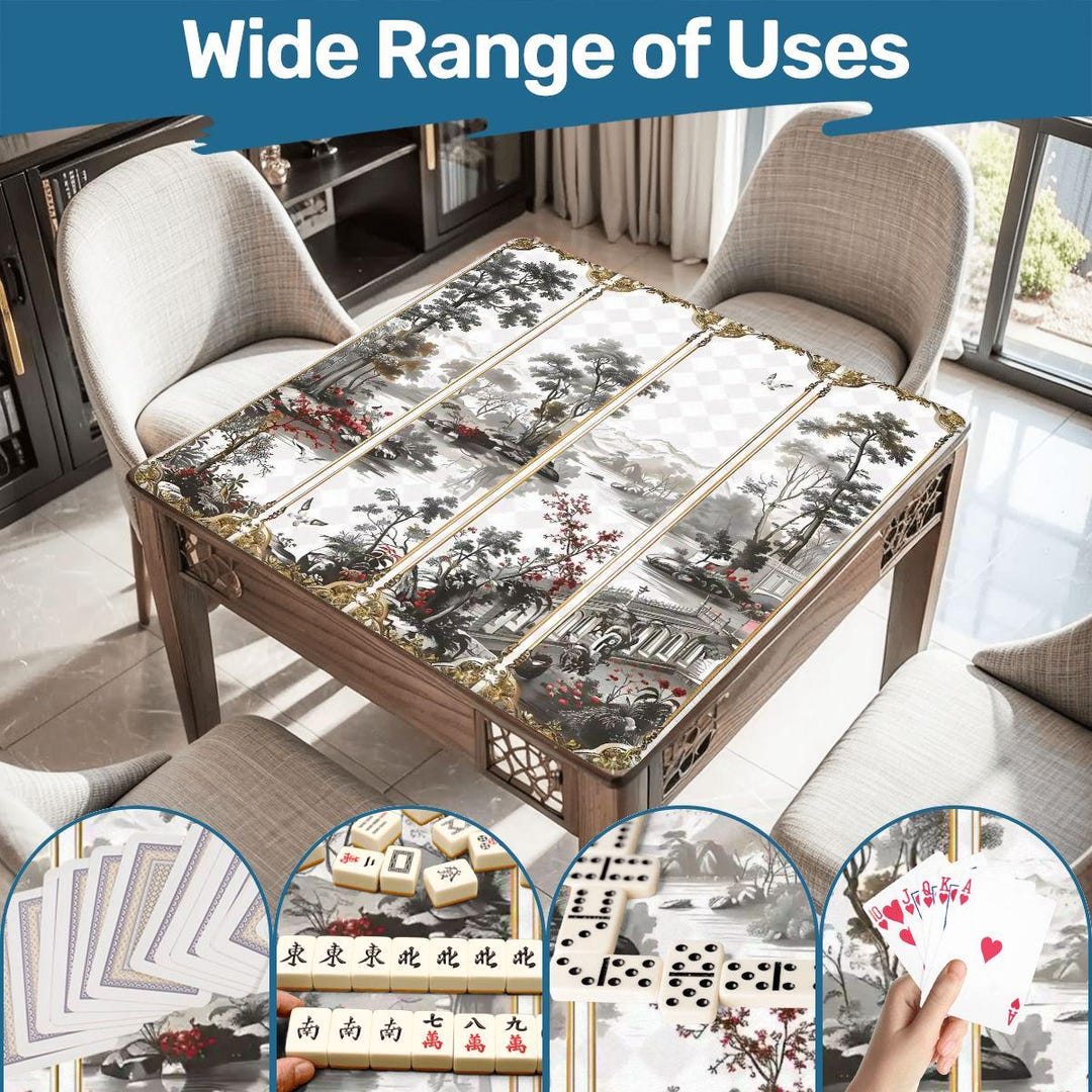 Mahjong Mat Chinoiserie Print Tablecloth Play Mat Mahjong Table Mat ...