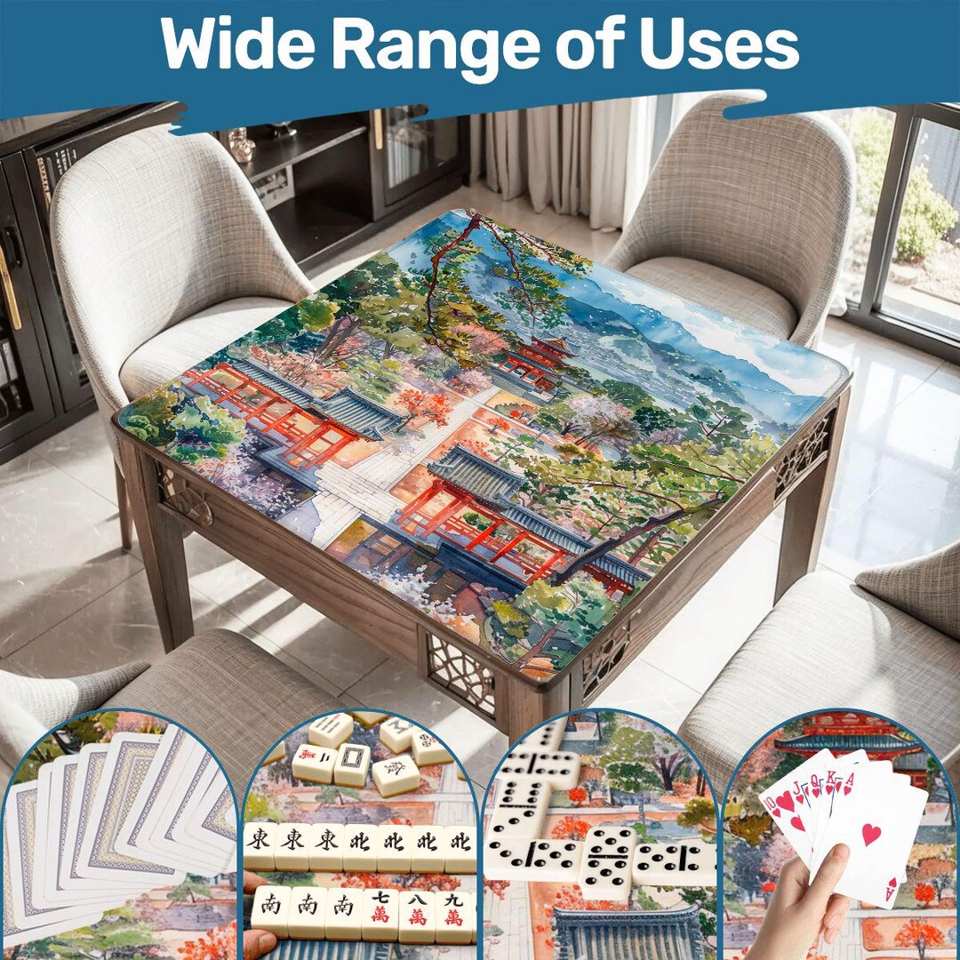 Mahjong Mat Chinoiserie Print Tablecloth Play Mat Mahjong Table Mat ...