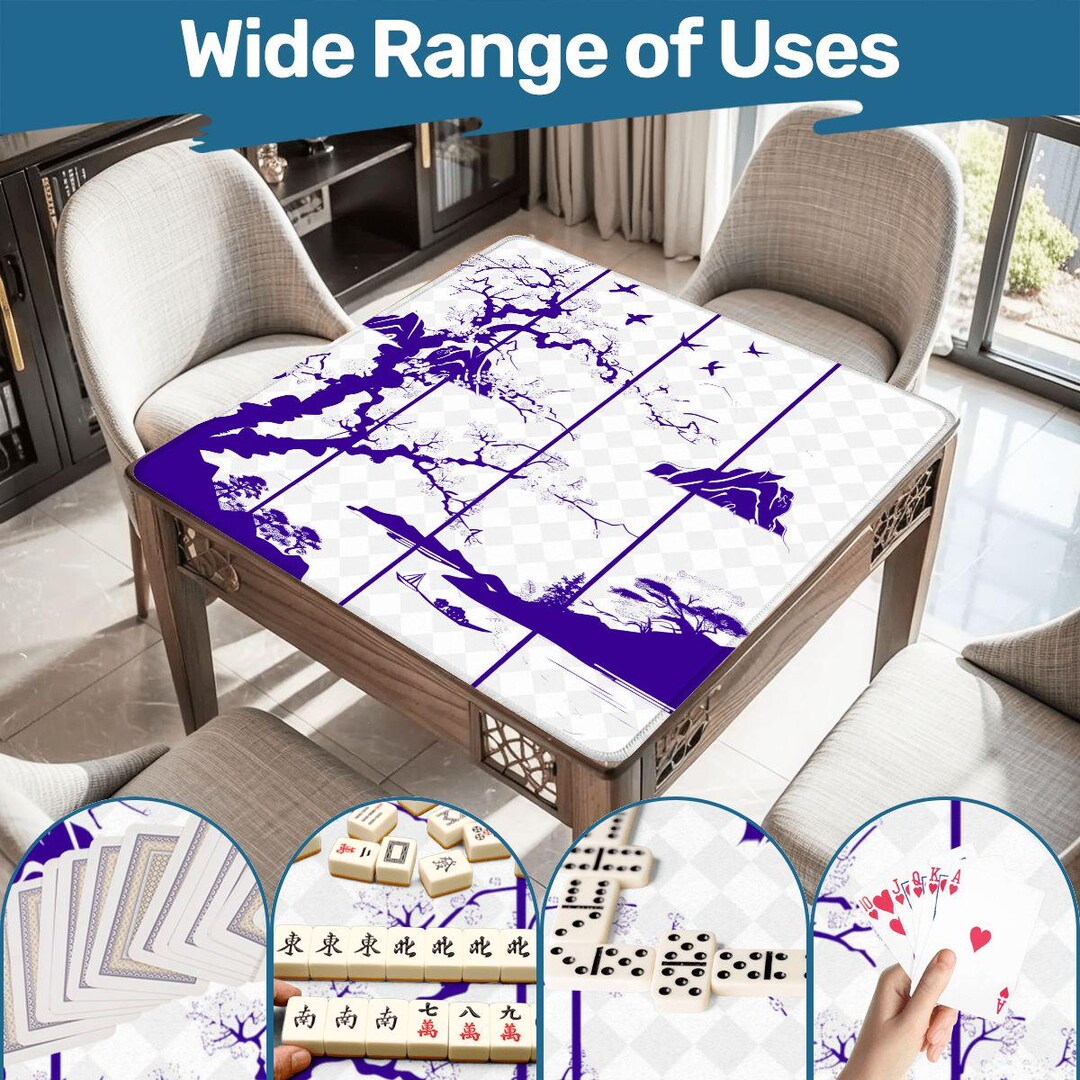 Mahjong Mat Chinoiserie Print Tablecloth Play Mat Mahjong Table Mat ...