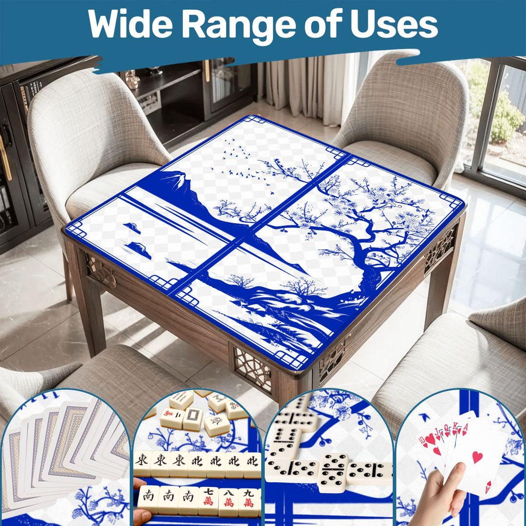 Mahjong Mat Chinoiserie Print Tablecloth Play Mat Mahjong Table Mat ...