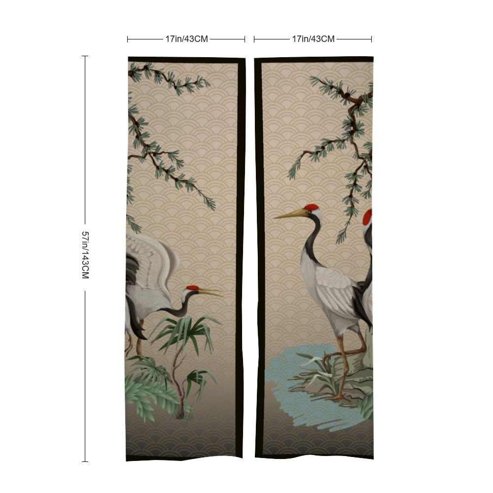 Chinoiserie Curtains 34"x56" Japanese Noren Curtain Gold Traditional ...