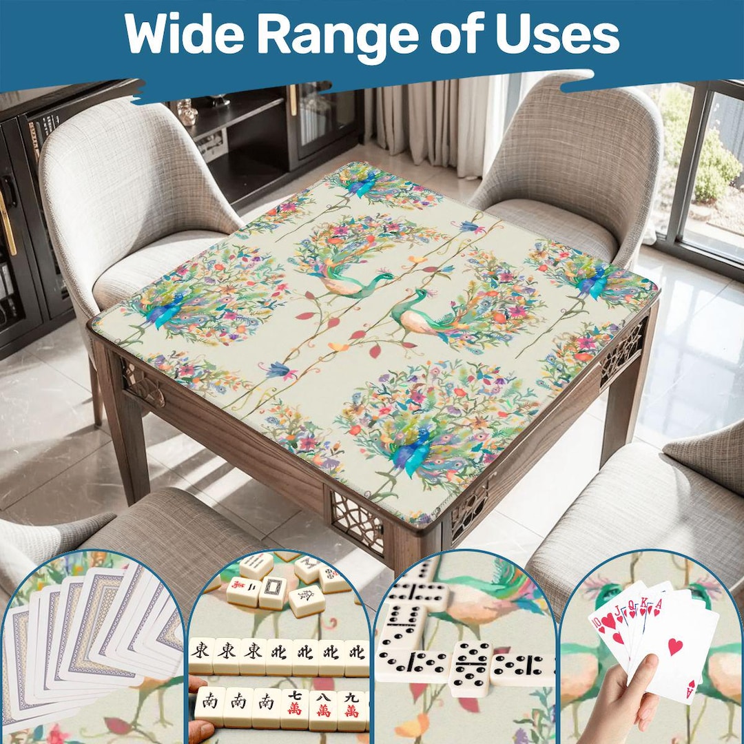 Mahjong Mat Chinoiserie Print Tablecloth Play Mat Mahjong Table Mat ...