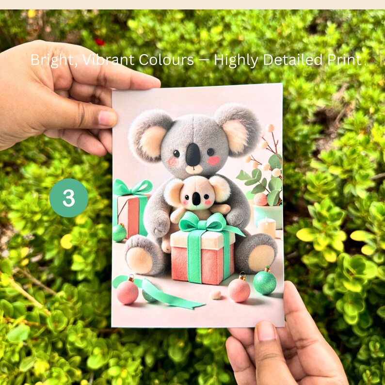 Koala Christmas Cards - Set of 3 Glossy Holiday Greeting Cards - Etsy ...