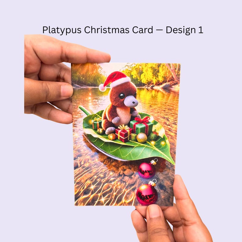 Set of 3 Platypus Christmas Cards – Australian Animal - Holiday ...