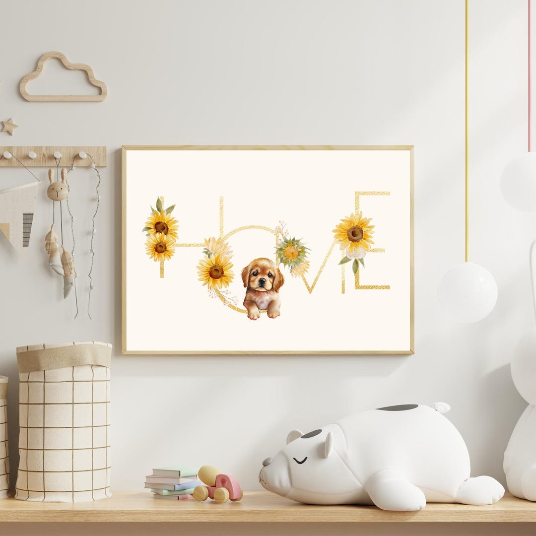 Sunflower Shih Tzu Puppy Print: Farmhouse Dog Wall Art - Etsy