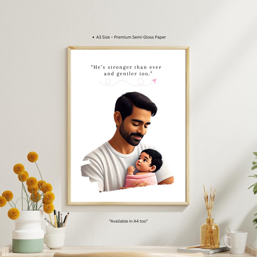 Father Kid Love Care A3 | A4 Print: Unframed Semi-gloss Dad Poster - Etsy