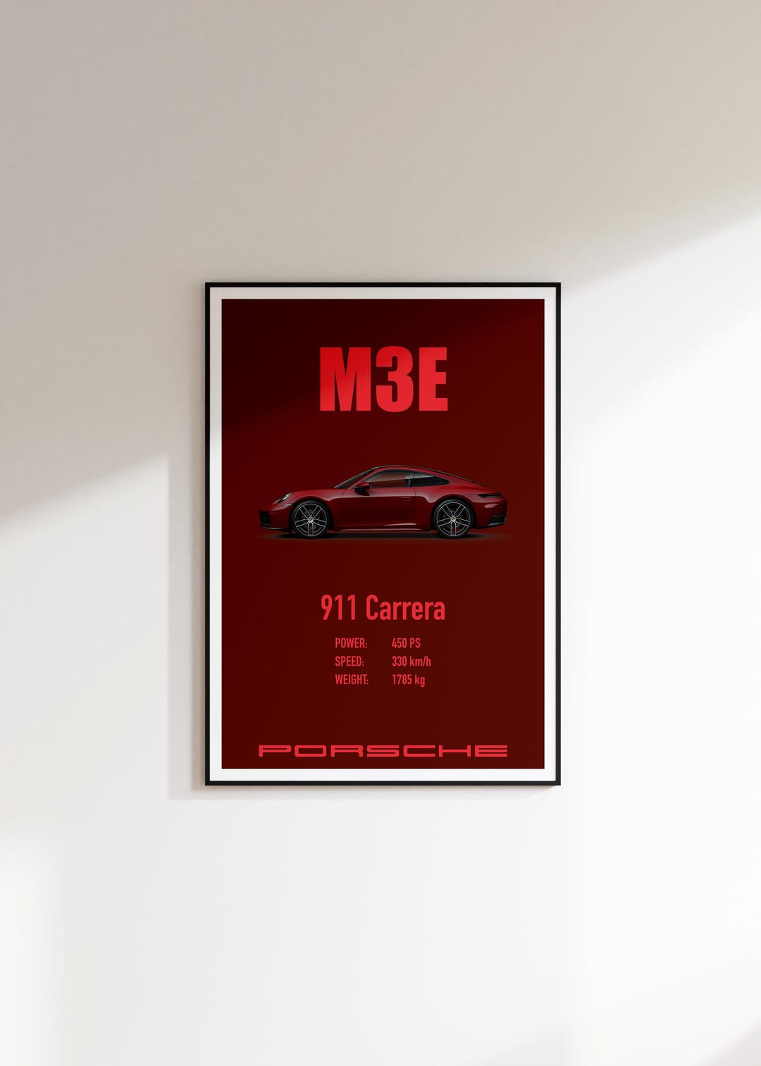 Porsche M3E GTS Red Poster Museum Quality metal Framed - Etsy
