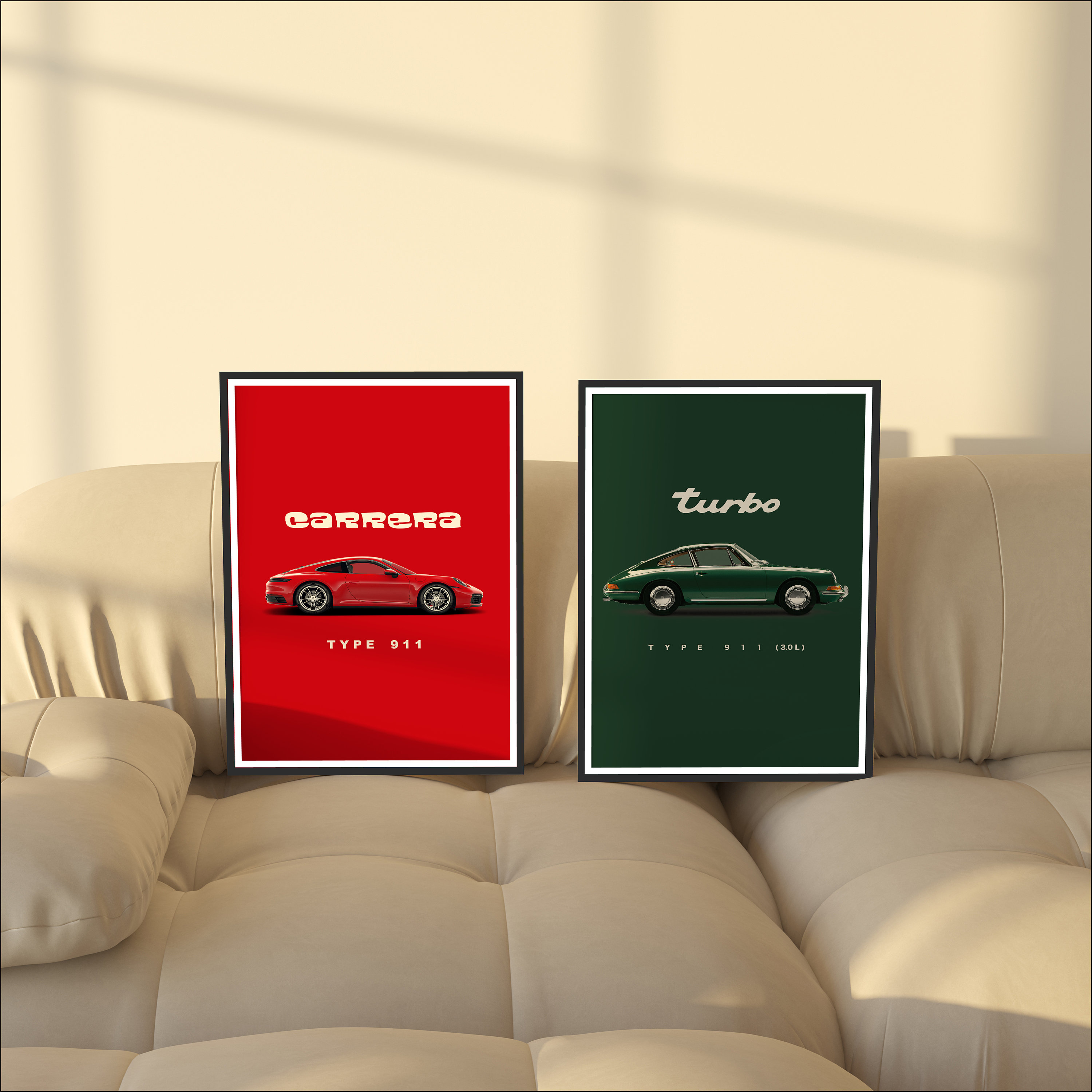 Porsche Poster Green Aesthetic Framed Car Wall Art for Bedroom, Living ...