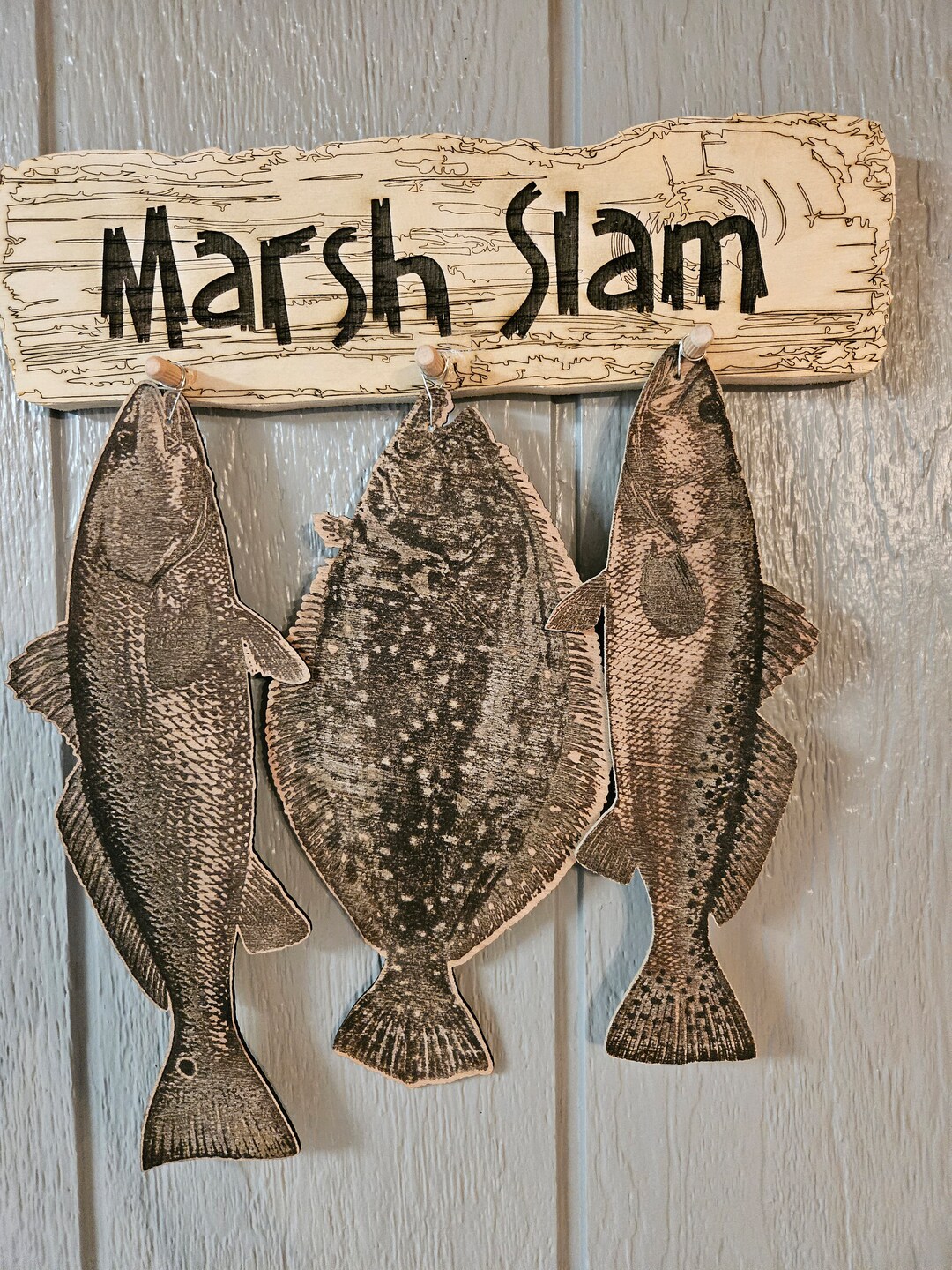 Marsh Slam Fishing Trophy Wall Hanger (redfish Speckled Trout Flounder ...