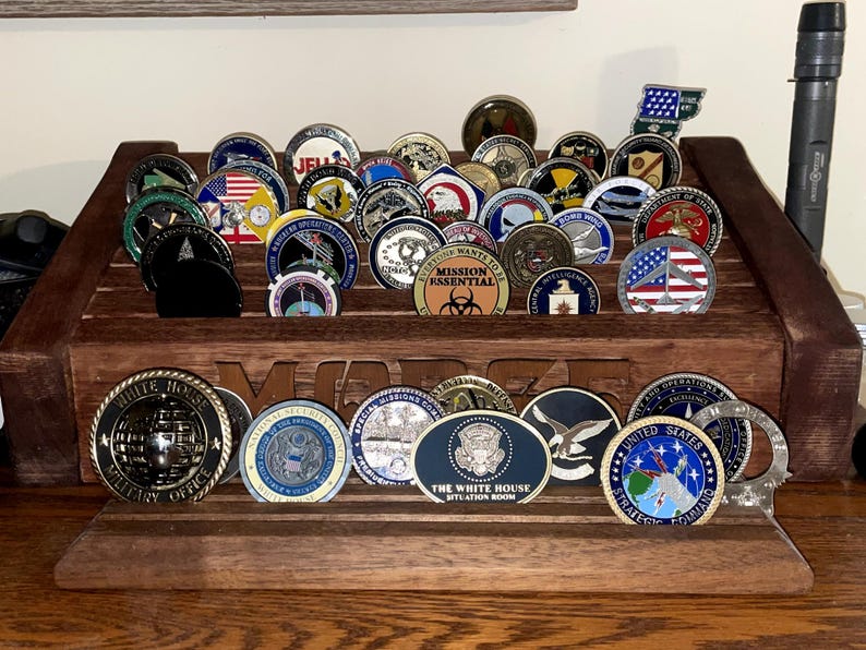 Custom Oak Challenge Coin Display Rack - Etsy