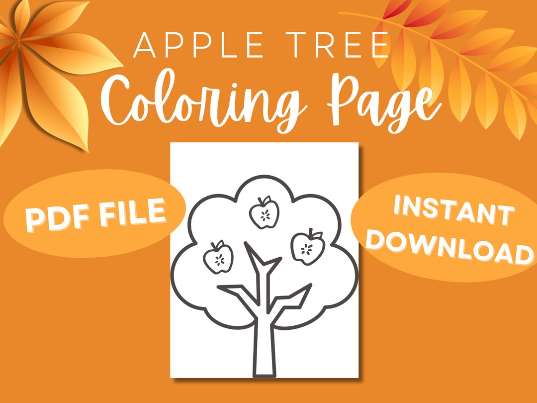Apple Tree Coloring Page-download Printable Page-digital Activity ...