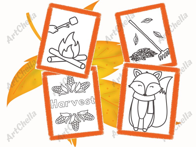 Fall Coloring Book for Kids-printable Pages-digital JPG PDF - Etsy