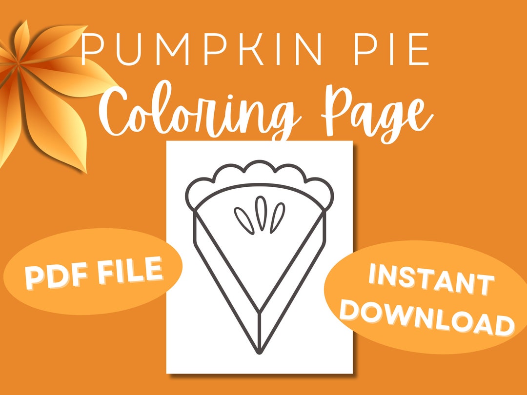 Pumpkin Pie Coloring Page printable PDF Page Digital Activity Worksheet ...