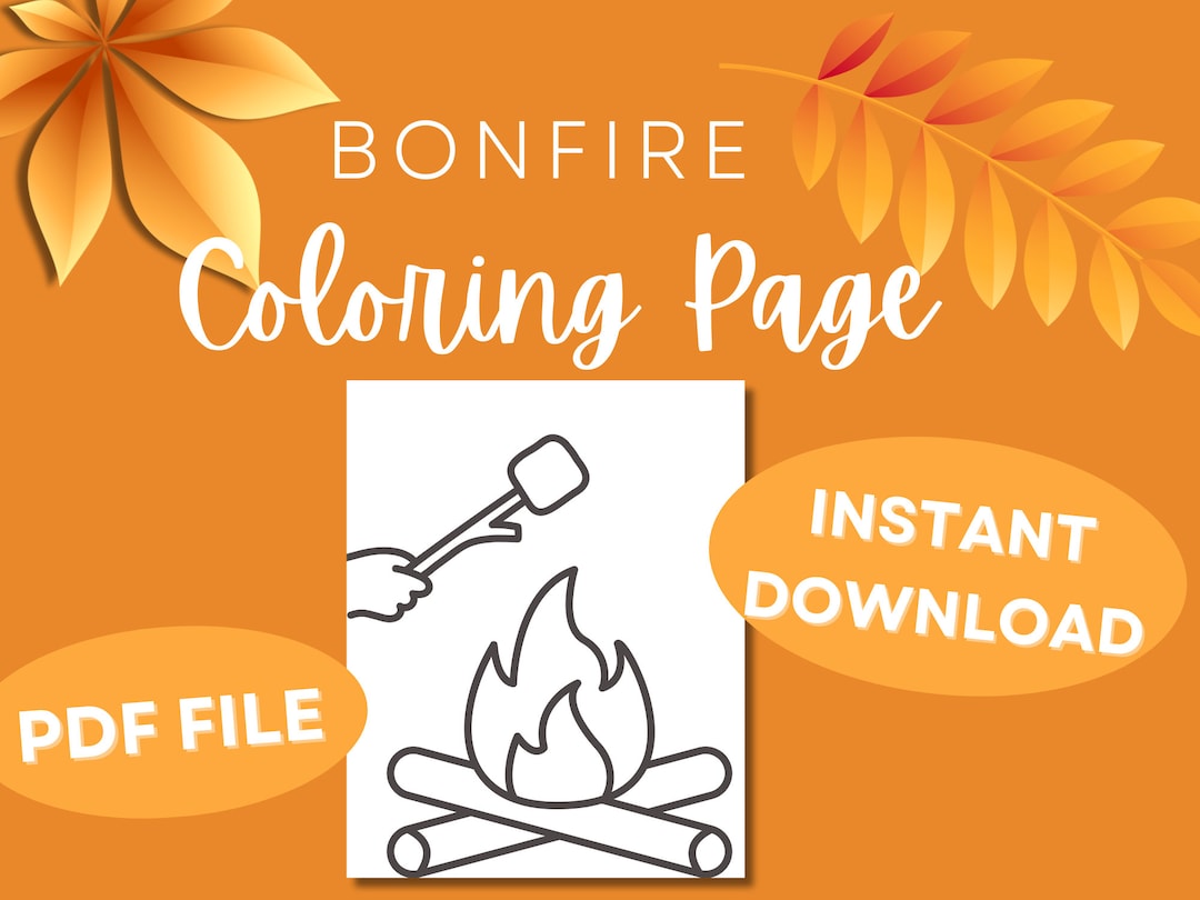 Bonfire Campfire Coloring Page-printable PDF Page-digital Activity ...