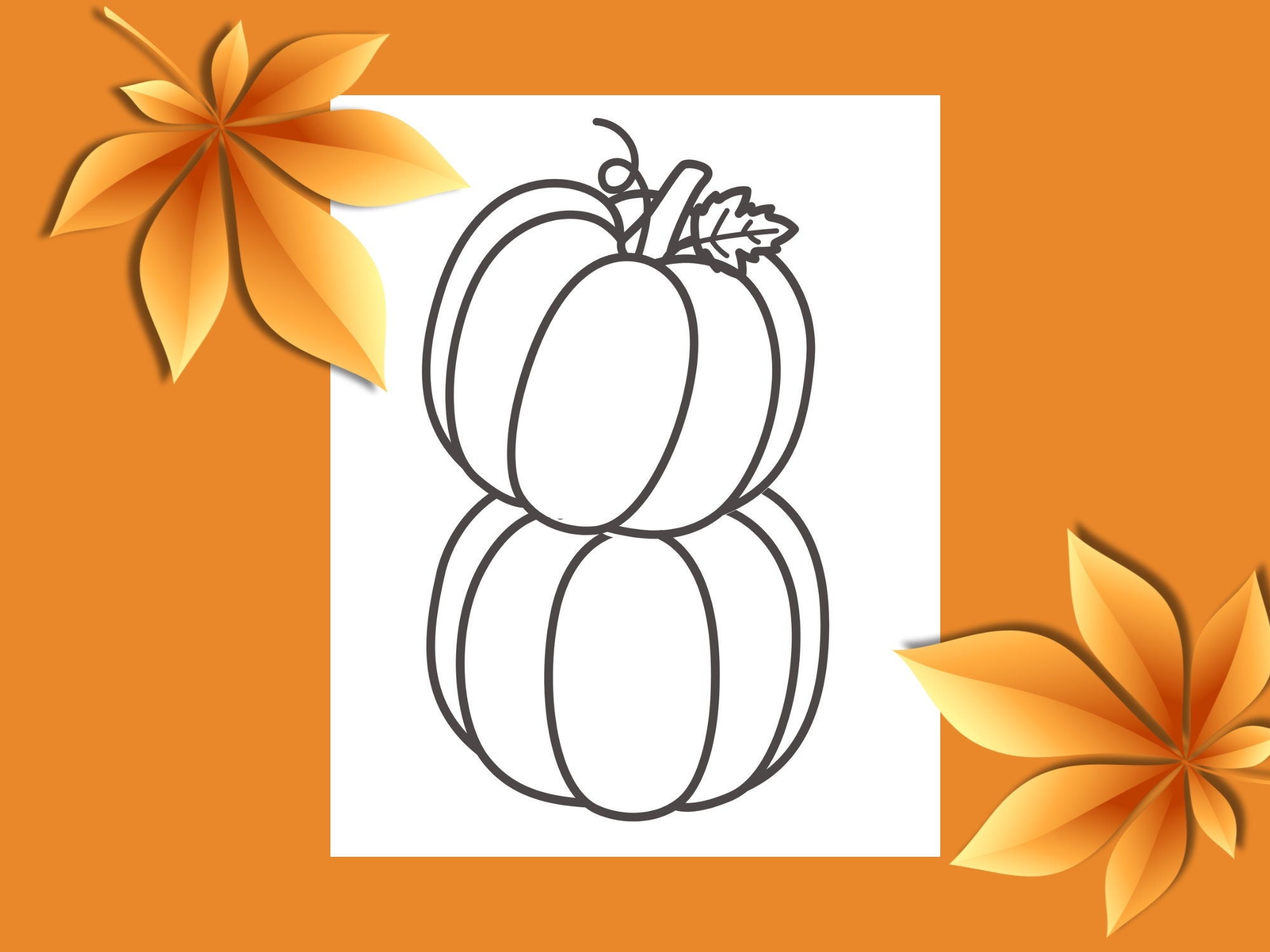 Fall Pumpkin Coloring Page -printable PDF Page- Digital Activity ...