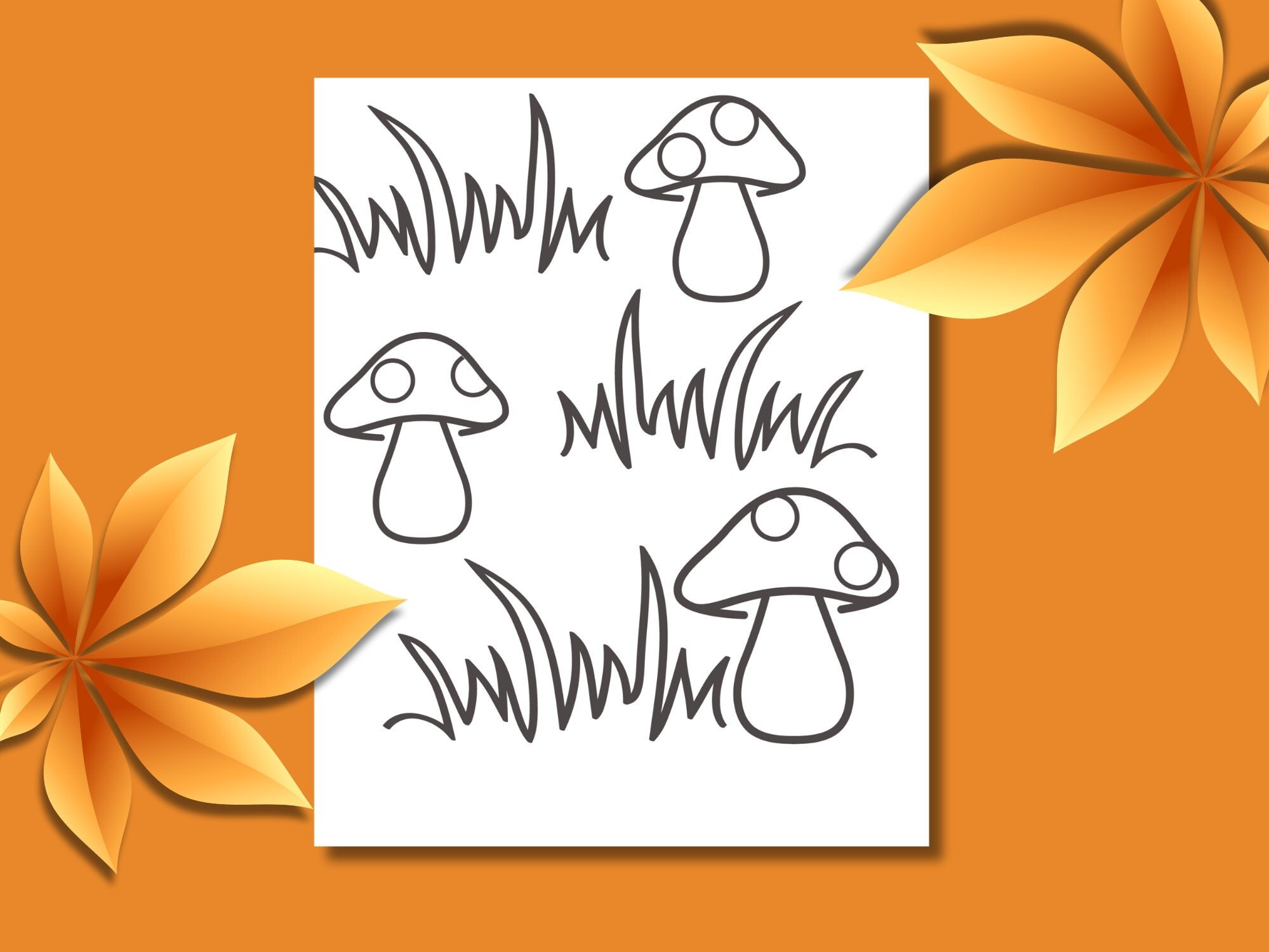 Mushrooms Coloring Page printable PDF Page Digital Activity Worksheet ...
