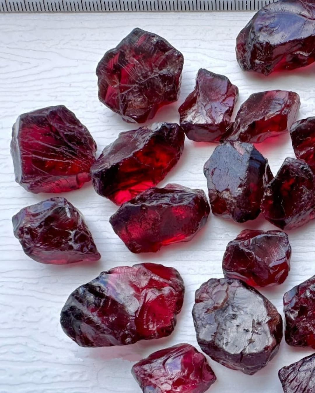 20 Pcs Natural Red Garnet Rough Gemstone: Jewelry Making Lot, Size ...
