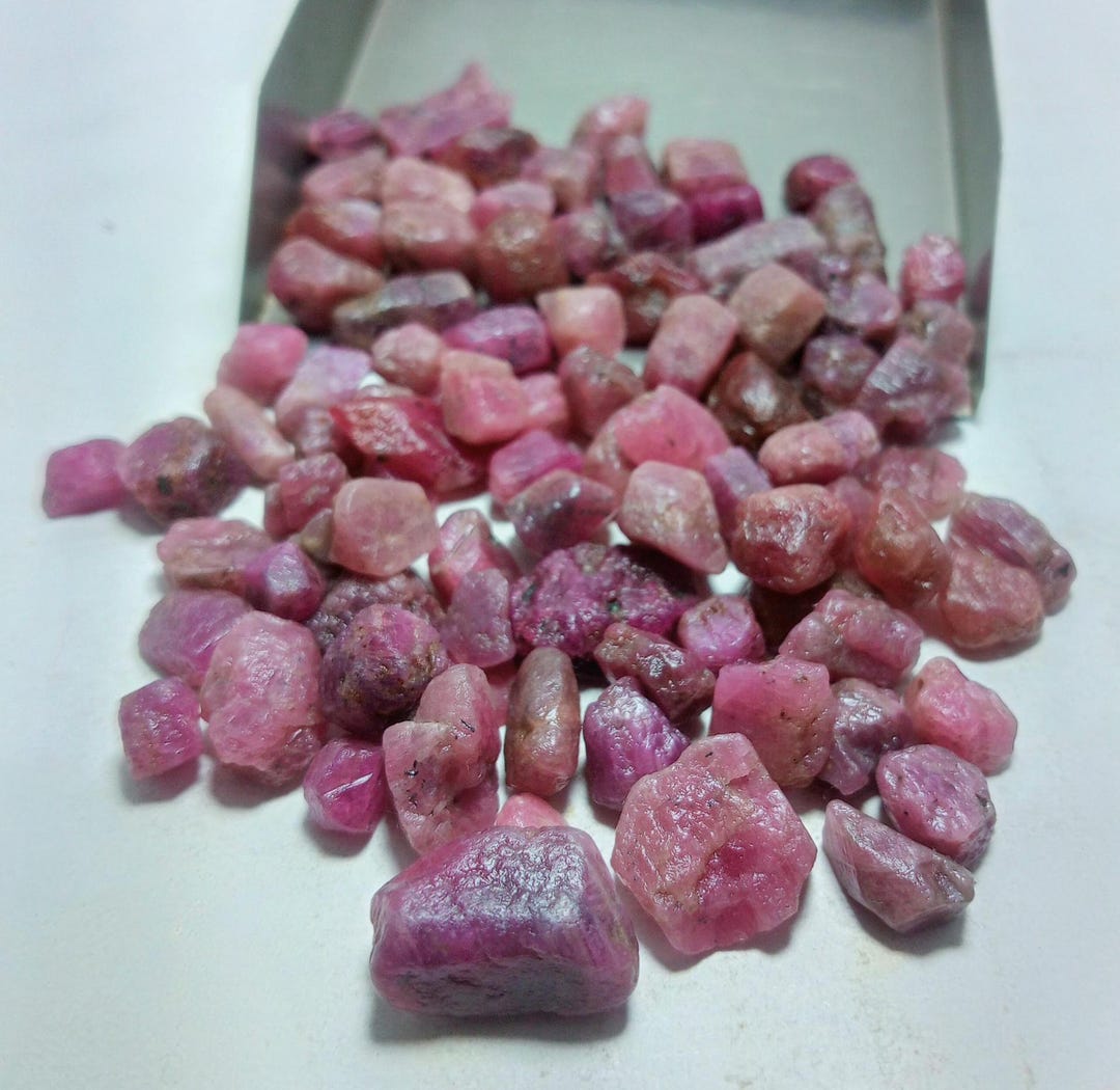 20 Pices Natural Ruby Rough Lot, Ruby Rough Lot for Pendant, Certified Ruby Loose Gemstone Lot ...