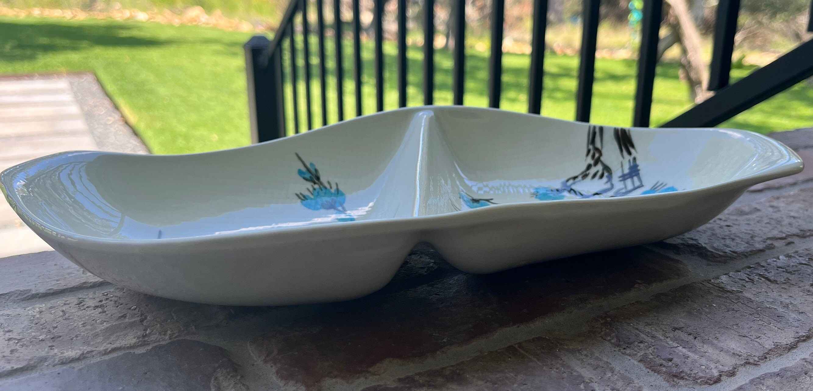 Red Wing Pottery Anniversary Driftwood Divided Vegetable Dish Vintage ...